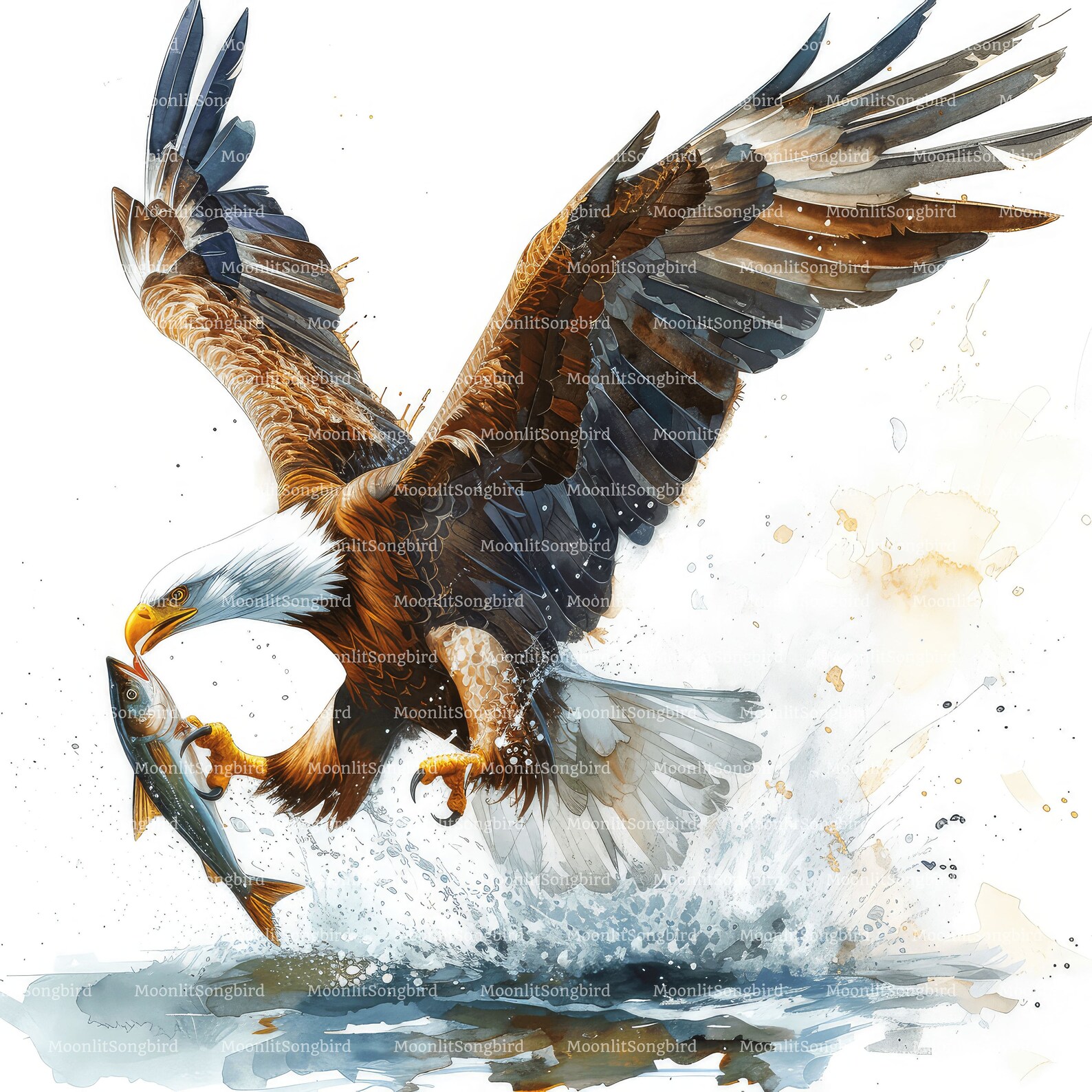 11 Eagle Catching a Fish Clipart, Digital Download, Printable ...