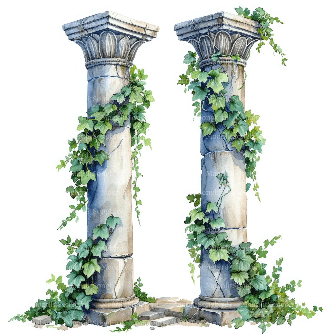 12 Greek Pillars With Vine Leaves Clipart, Digital Download, Printable ...