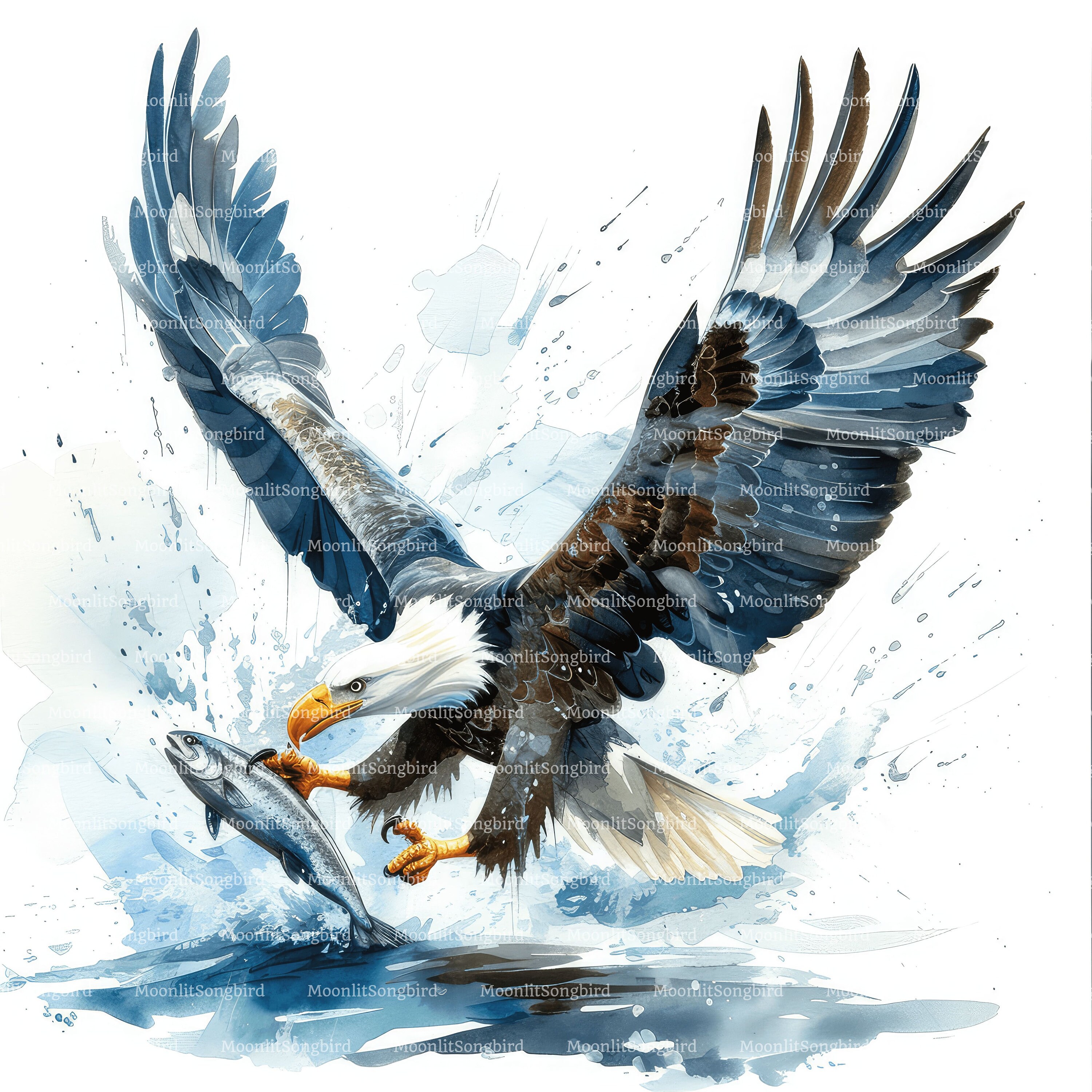 11 Eagle Catching a Fish Clipart, Digital Download, Printable ...