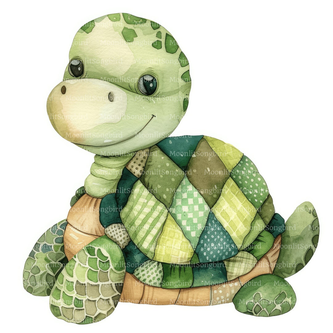 10 Patchwork Turtle Clipart, Digital Download, Printable Watercolor ...
