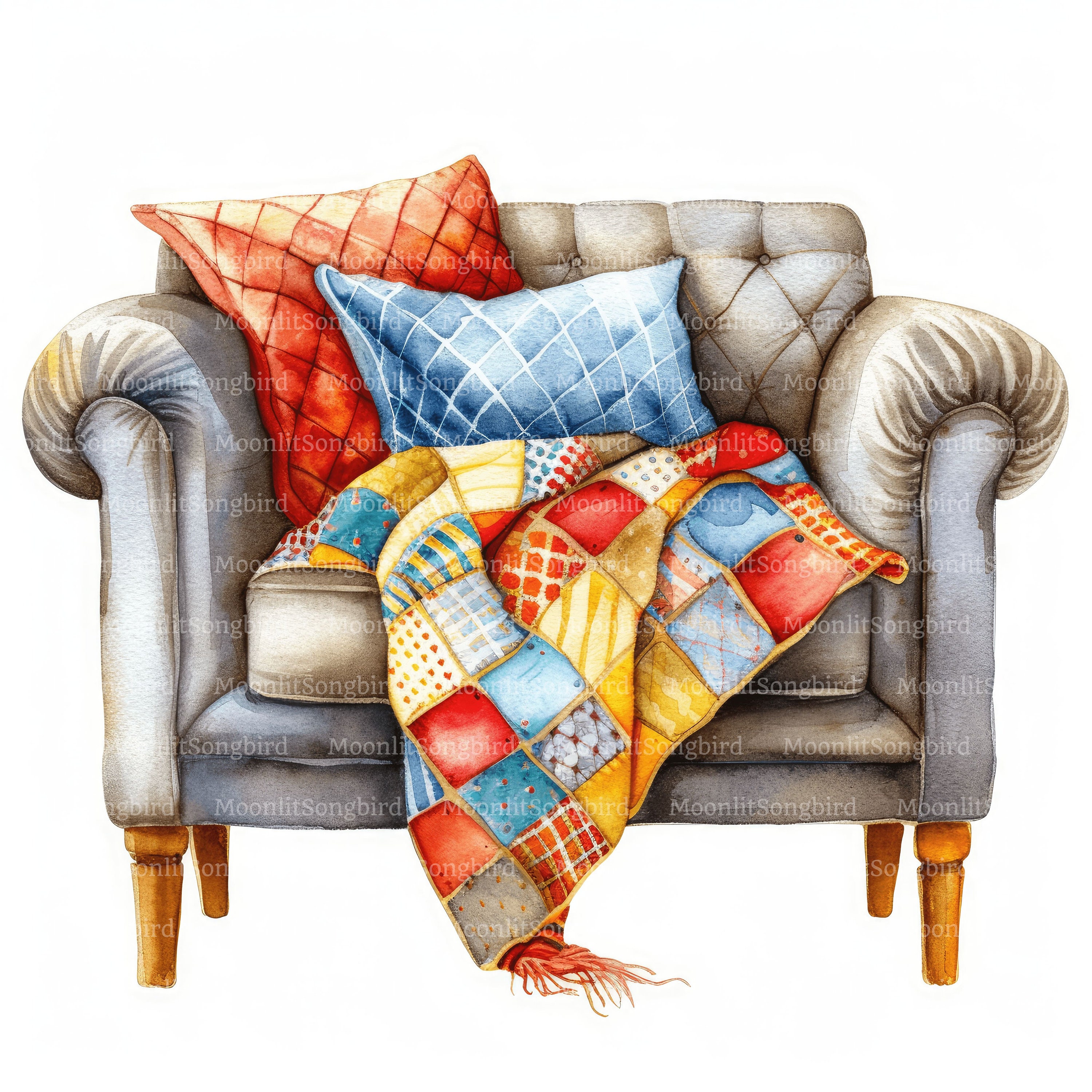 14 Quilted Blanket Scenes, Patchwork Clipart, Digital Download ...