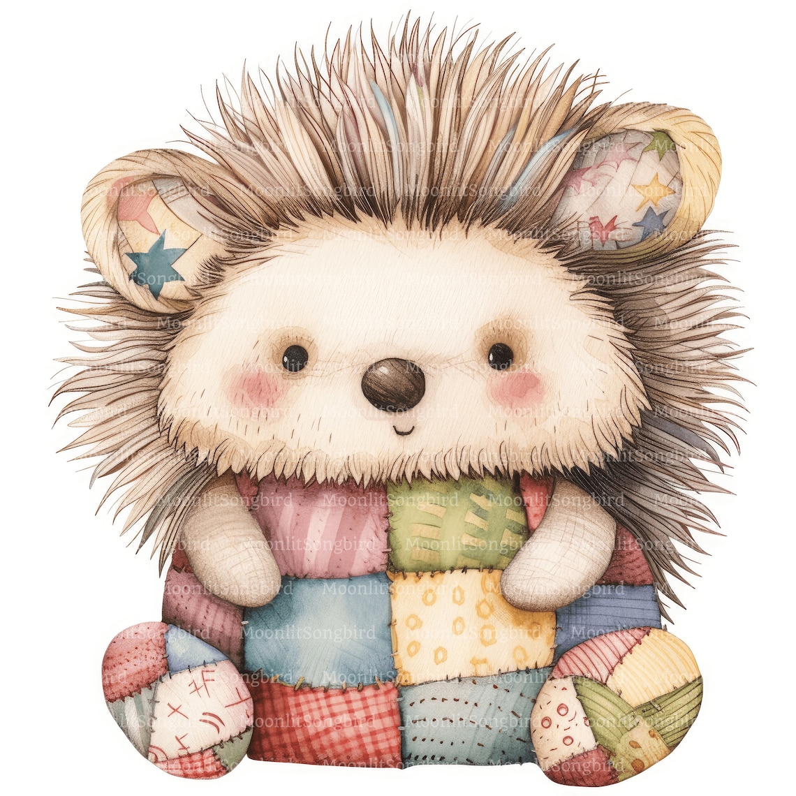 9 Patchwork Hedgehog Clipart, Digital Download, Printable Watercolor Clipart, Paper Crafts ...