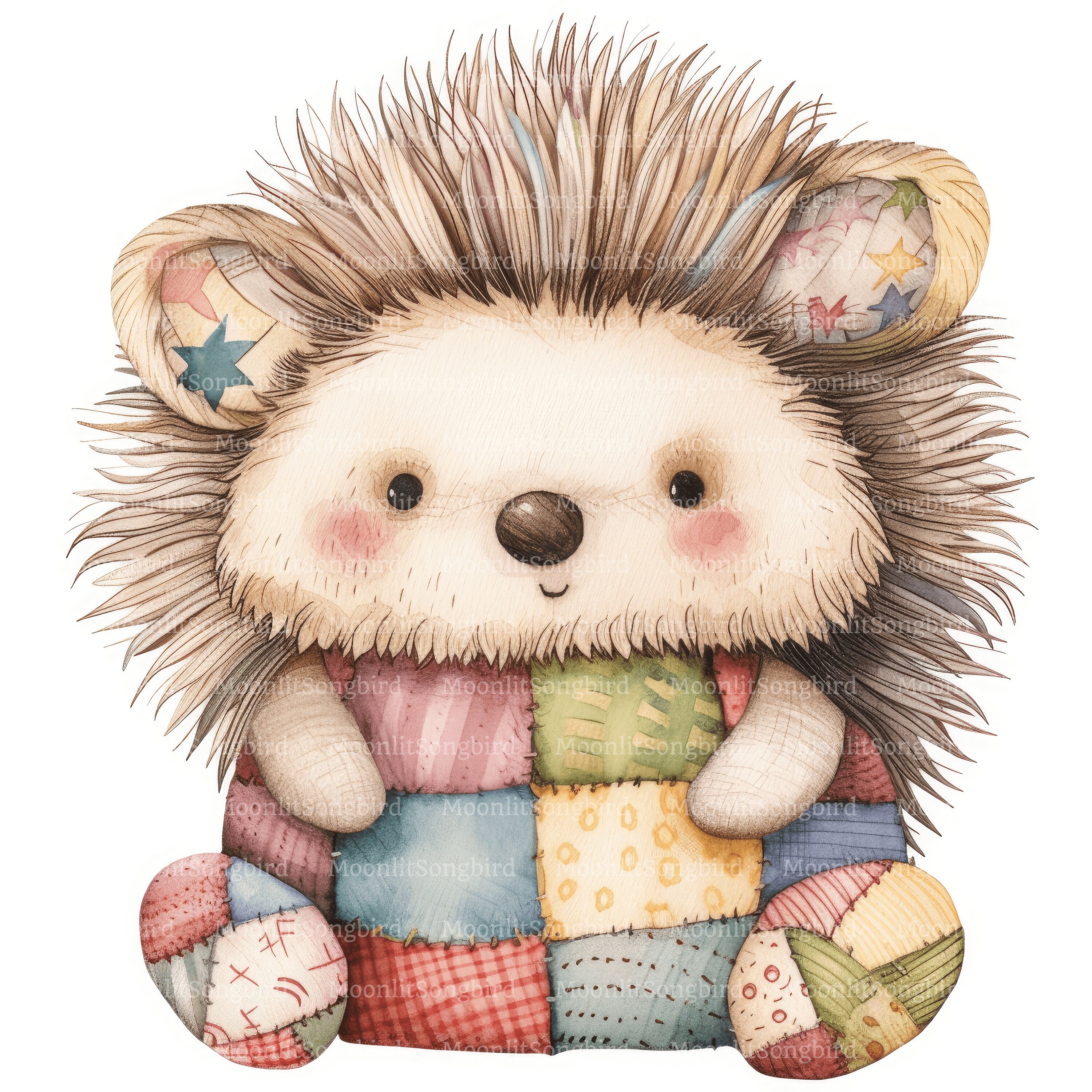 9 Patchwork Hedgehog Clipart, Digital Download, Printable Watercolor Clipart, Paper Crafts ...