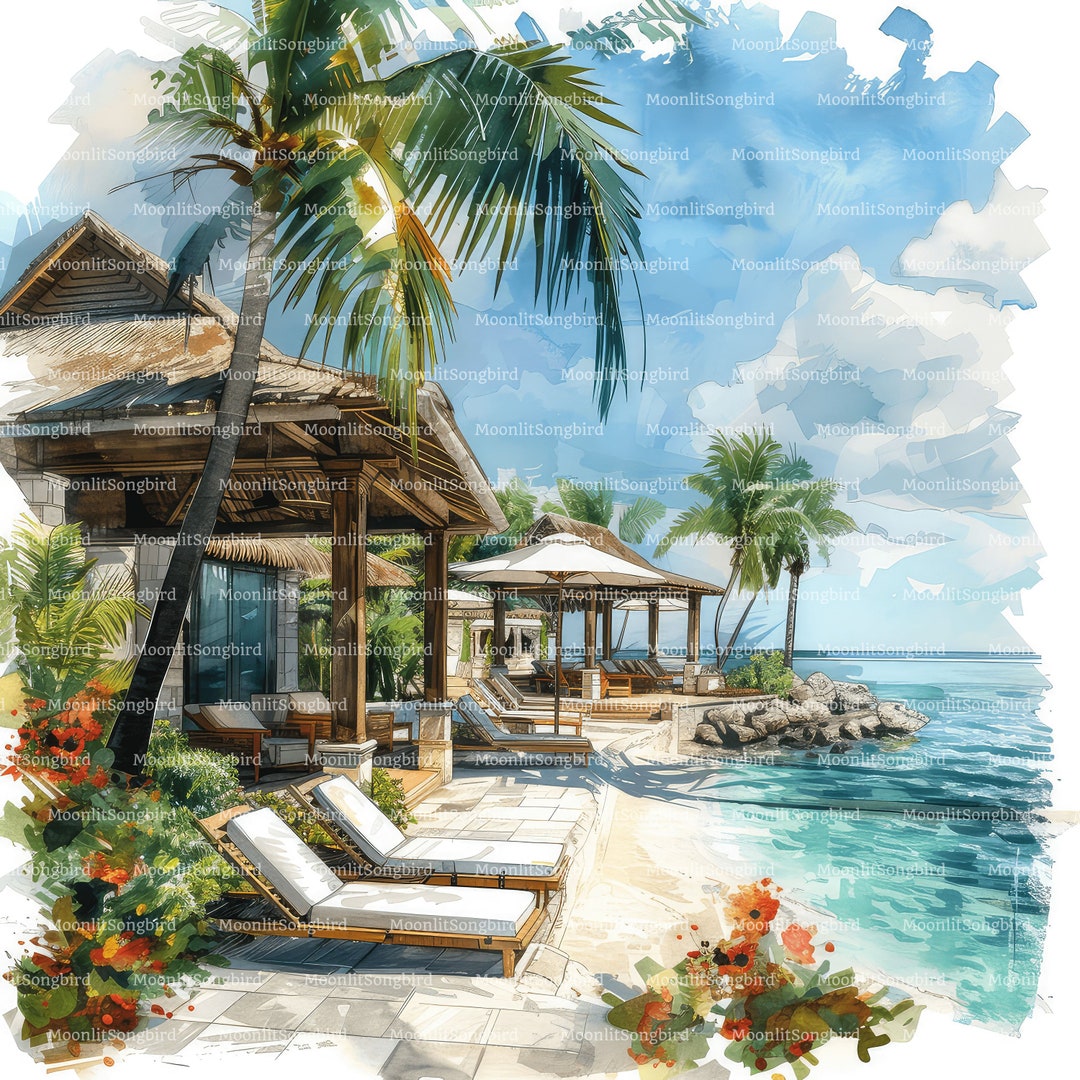 20 Seaside Holiday Resorts Clipart, Digital Download, Printable ...