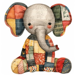 14 Patchwork Elephant Clipart, Digital Download, Printable Watercolor ...