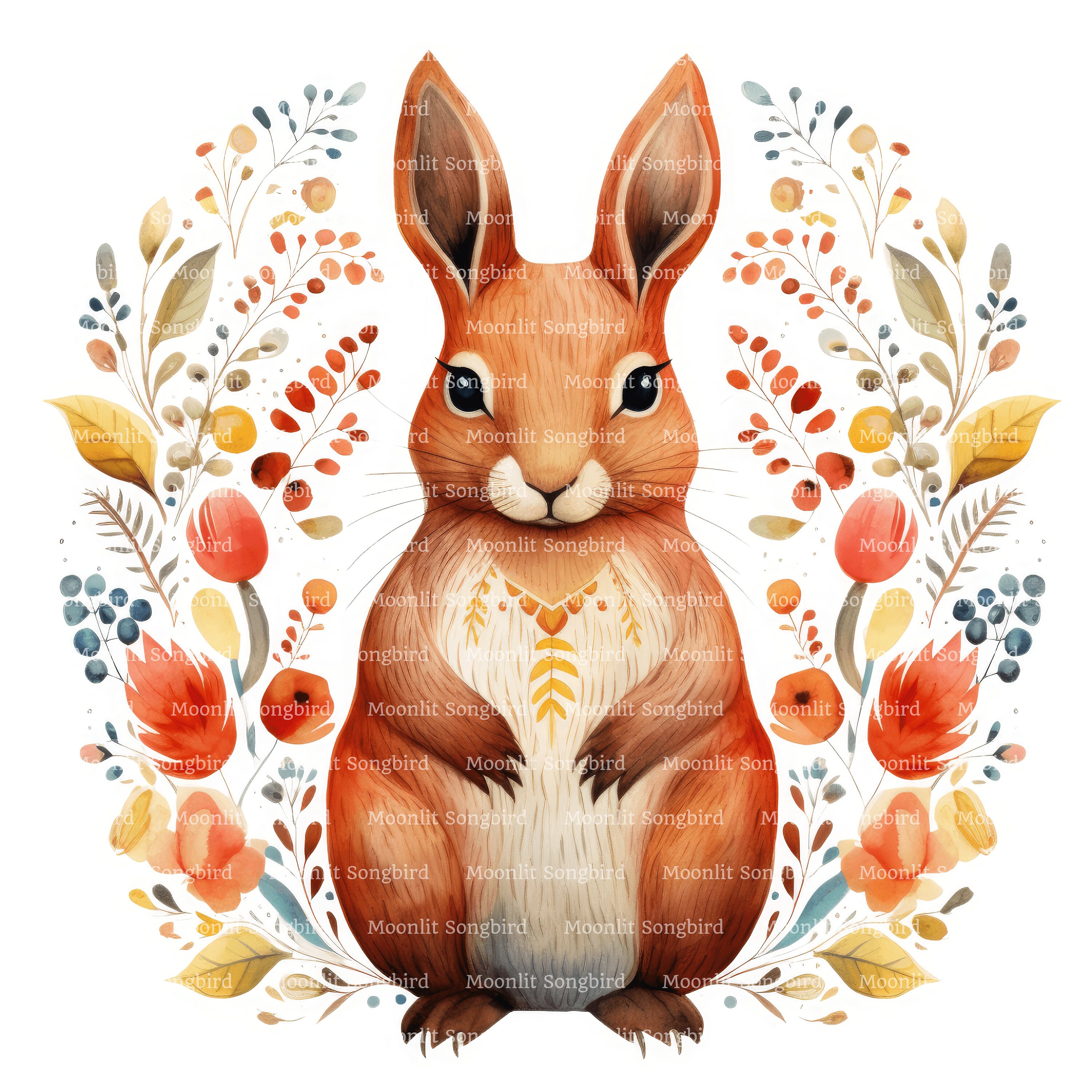 12 Squirrel Folk Art Clipart, Digital Download, Printable Watercolor ...