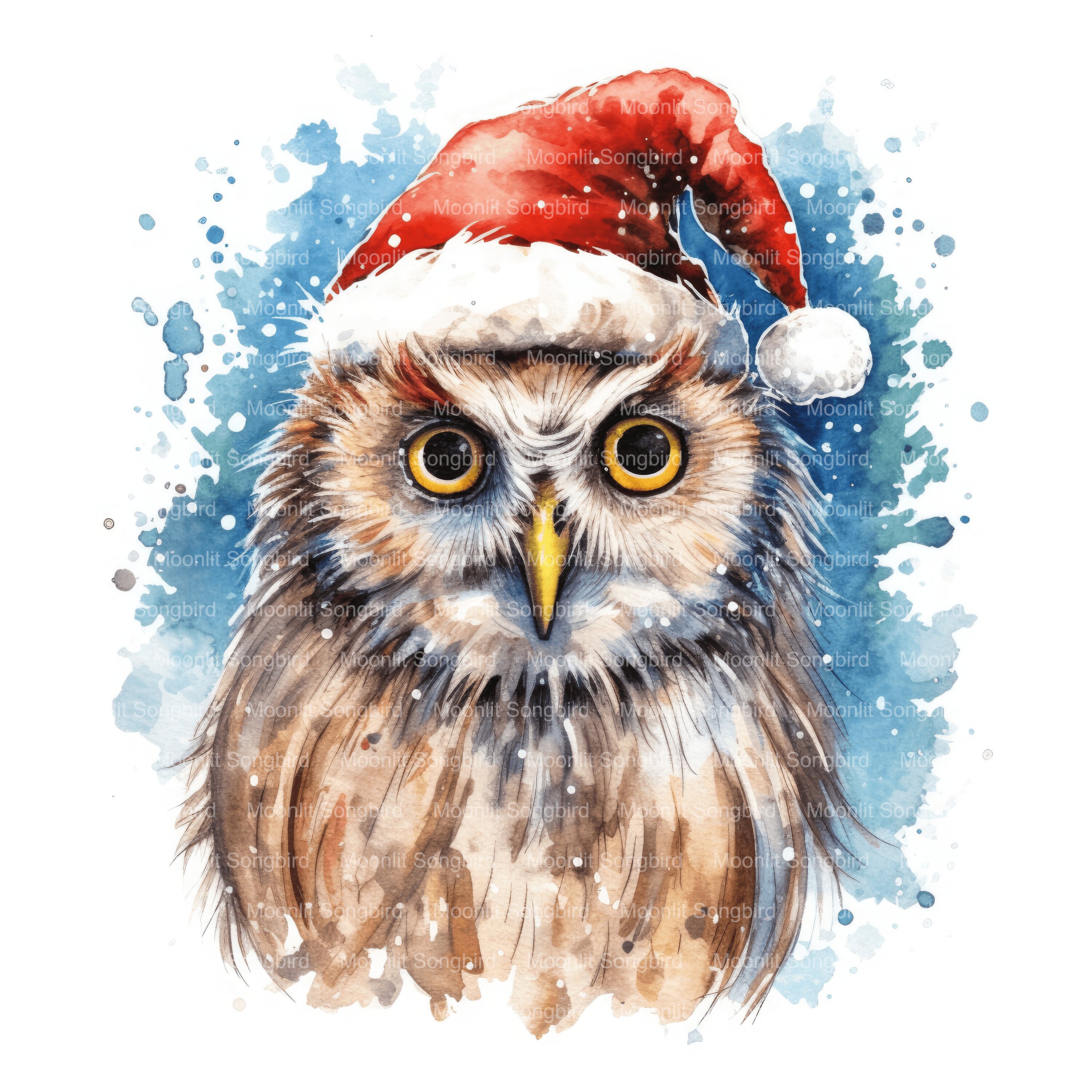 16 Christmas Owl Clipart, Digital Download, Printable Cute Watercolor ...