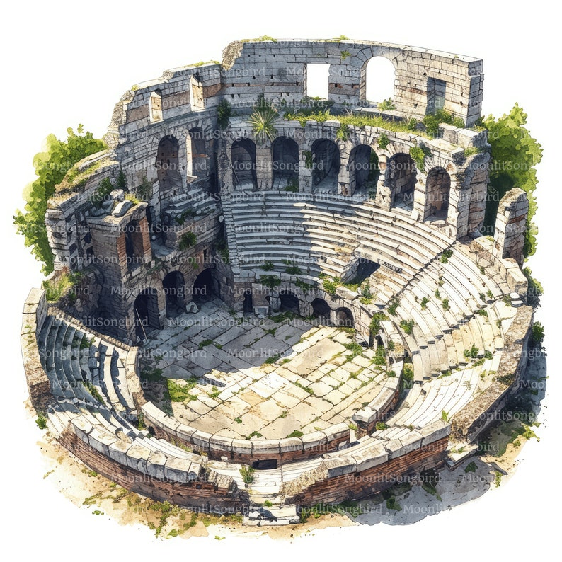 12 Amphitheater Clipart, Digital Download, Printable Watercolor Clipart ...