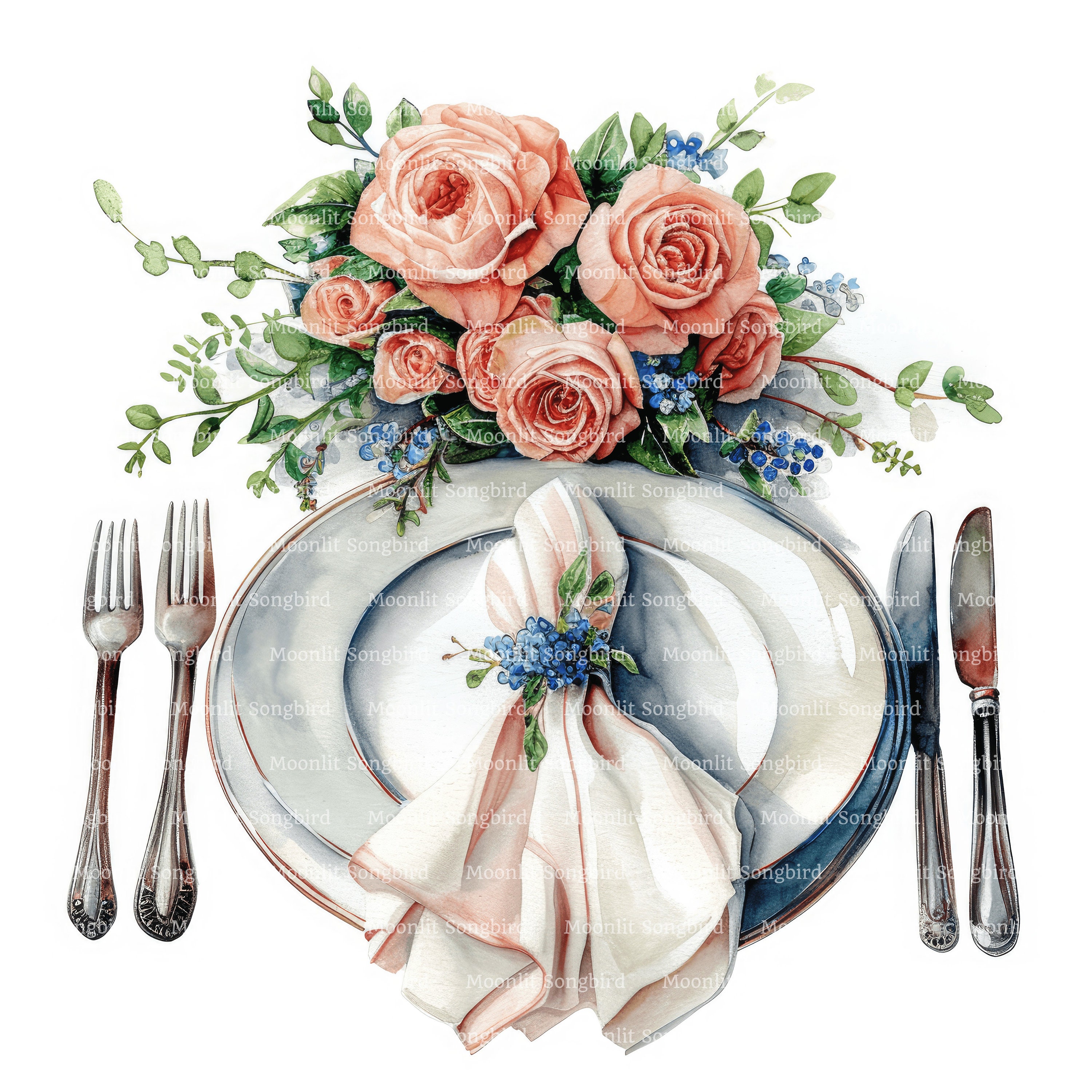 15 Wedding Table Settings Clipart, Digital Download, Printable ...