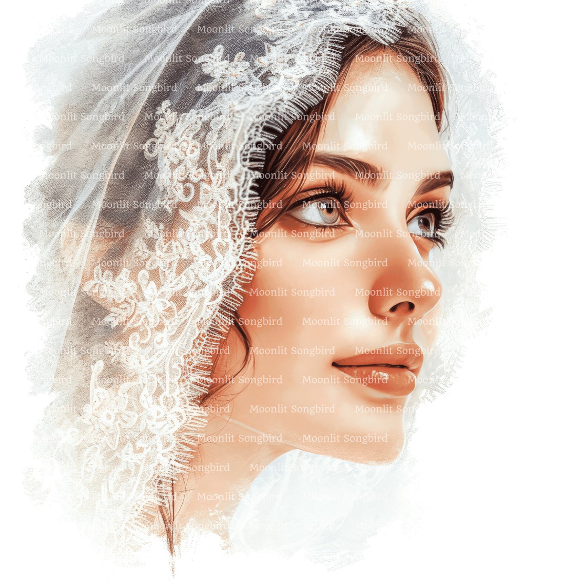 16 Bride Wearing a Veil Clipart, Digital Download, Printable Watercolor ...