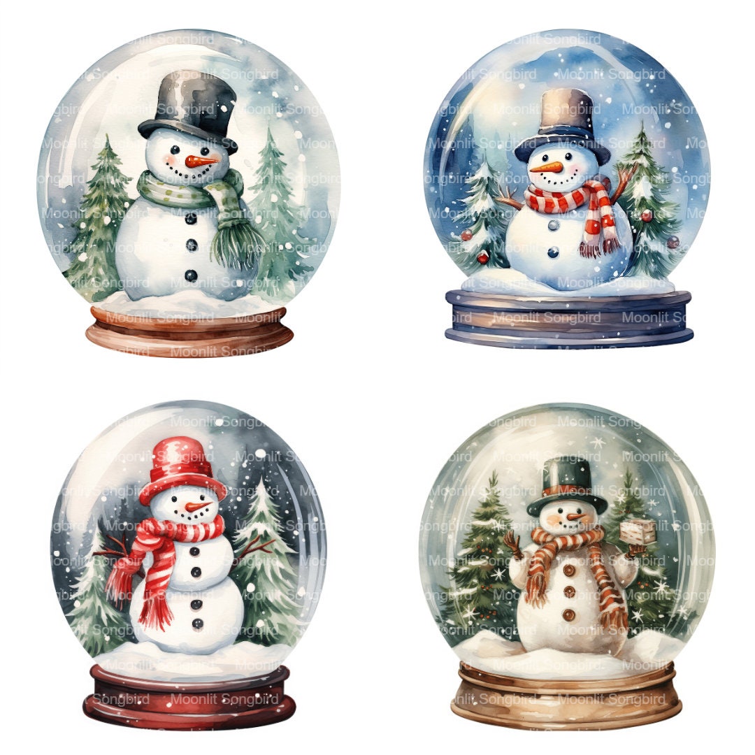 10 Snowman in Snow Globe Clipart, Digital Download, Printable ...