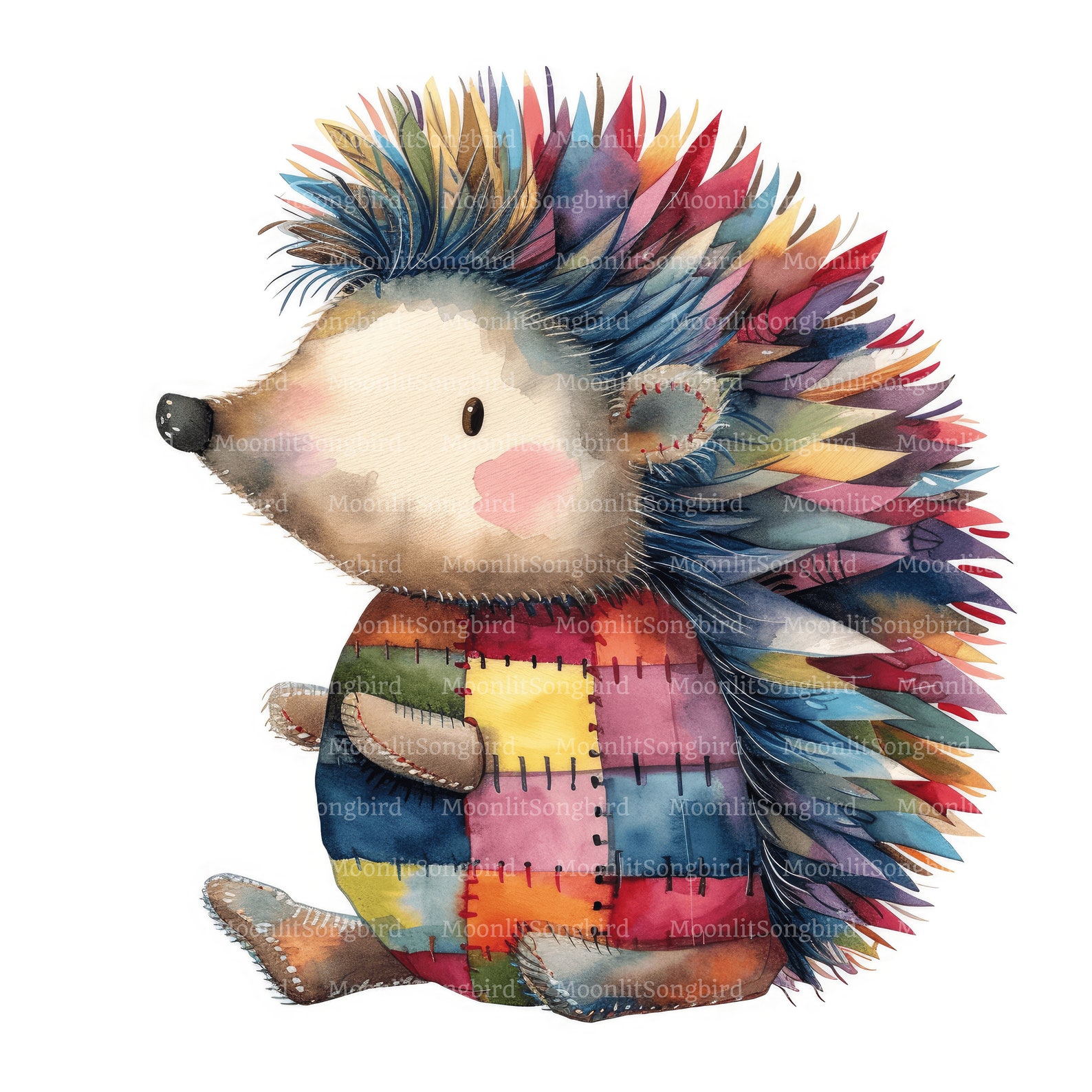 9 Patchwork Hedgehog Clipart, Digital Download, Printable Watercolor Clipart, Paper Crafts ...