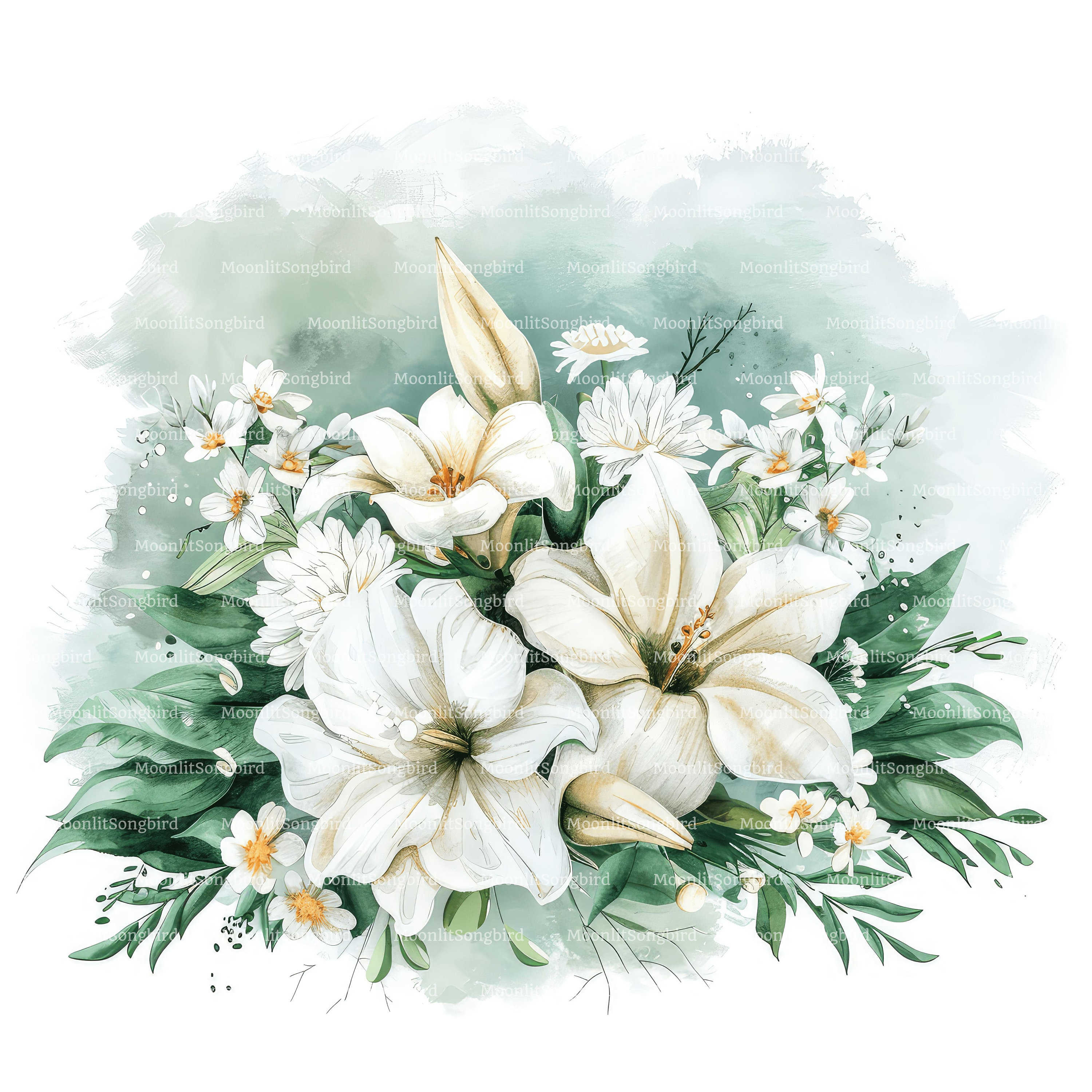 10 White Funeral Flowers Clipart, Digital Download, Printable ...
