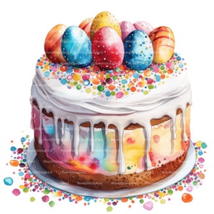 12 Easter Cake Clipart, Digital Download, Printable Watercolor Clipart ...