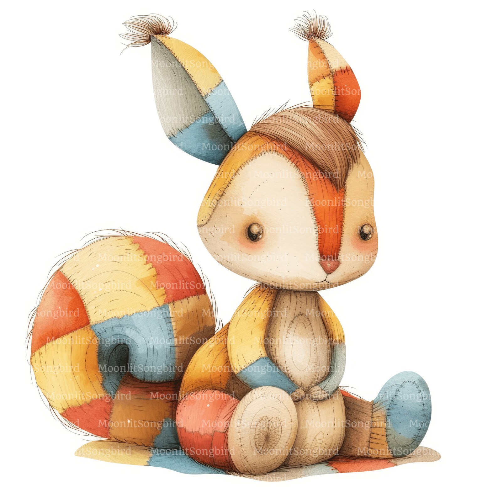 10 Patchwork Squirrel Clipart, Digital Download, Printable Watercolor ...