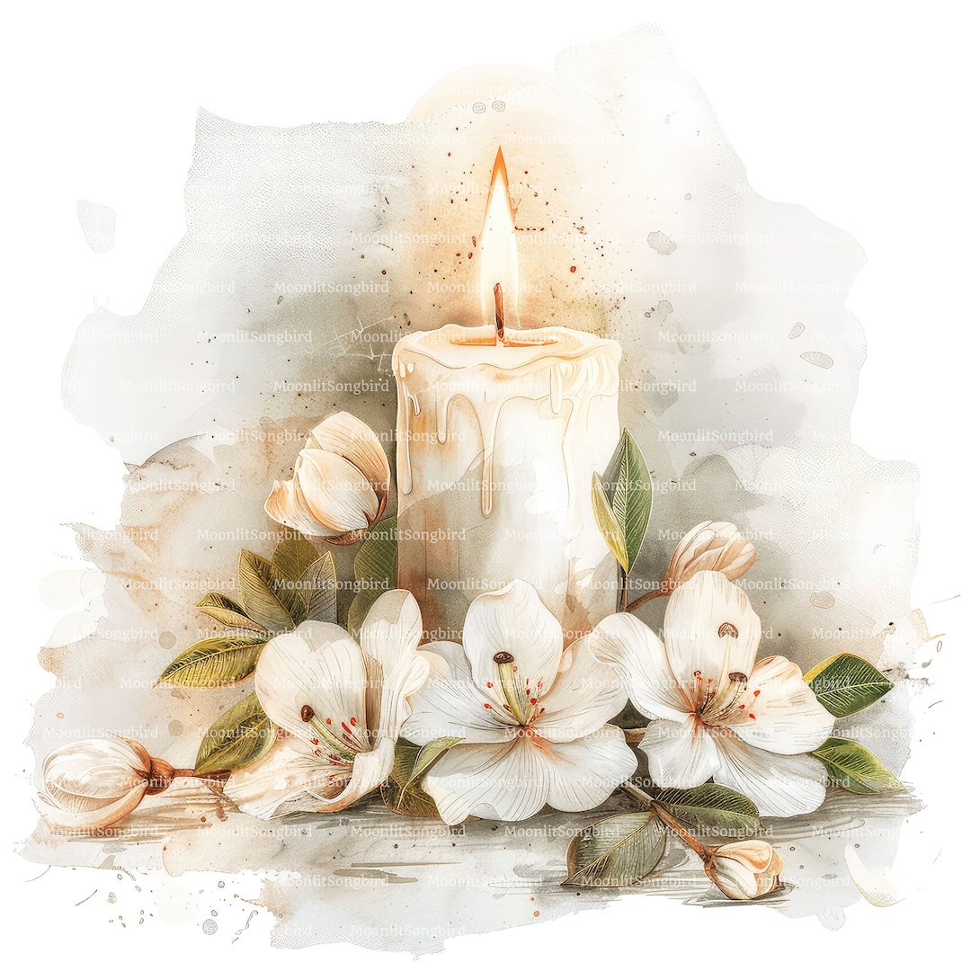 8 Memorial Candle Clipart, Digital Download, Printable Watercolor ...