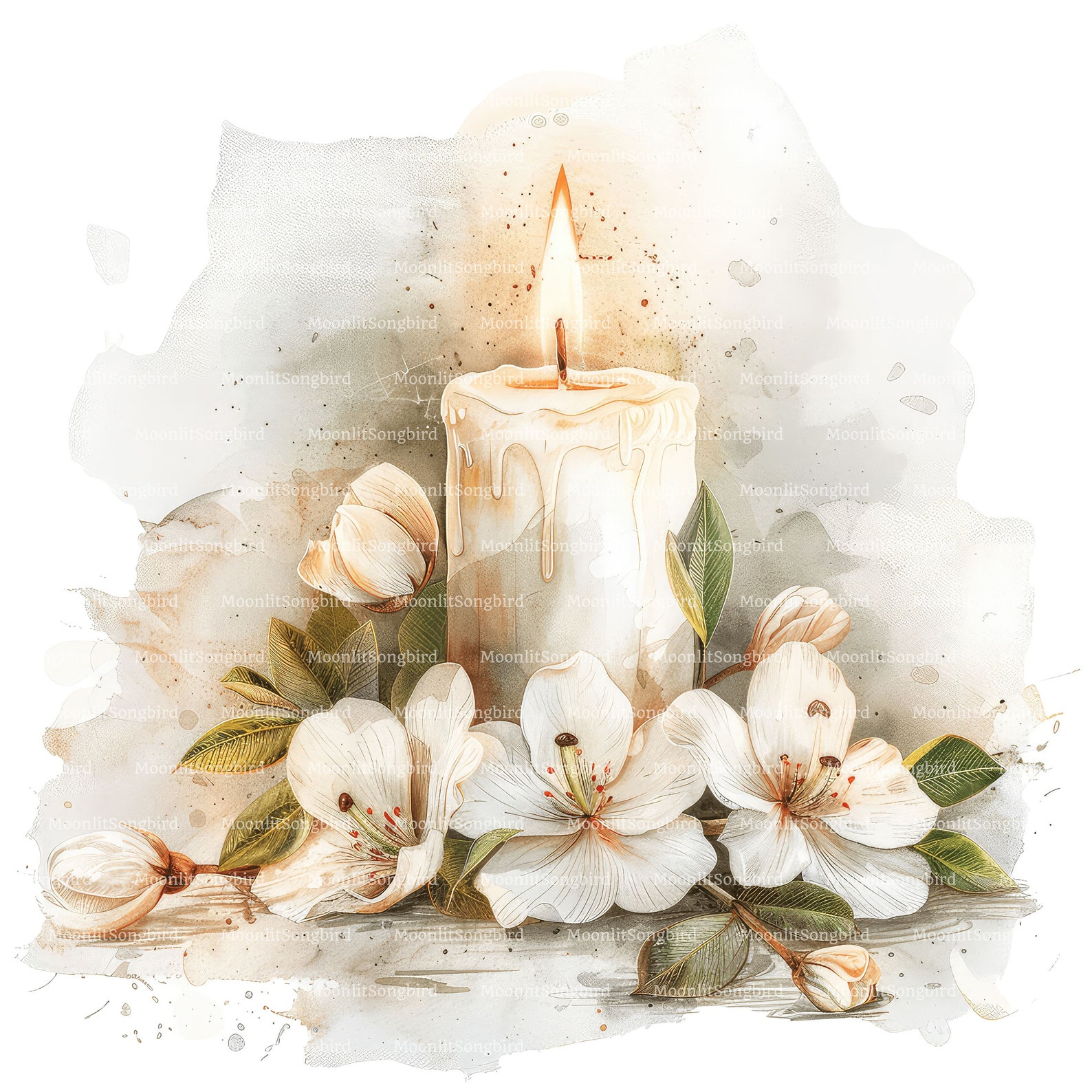 8 Memorial Candle Clipart, Digital Download, Printable Watercolor ...