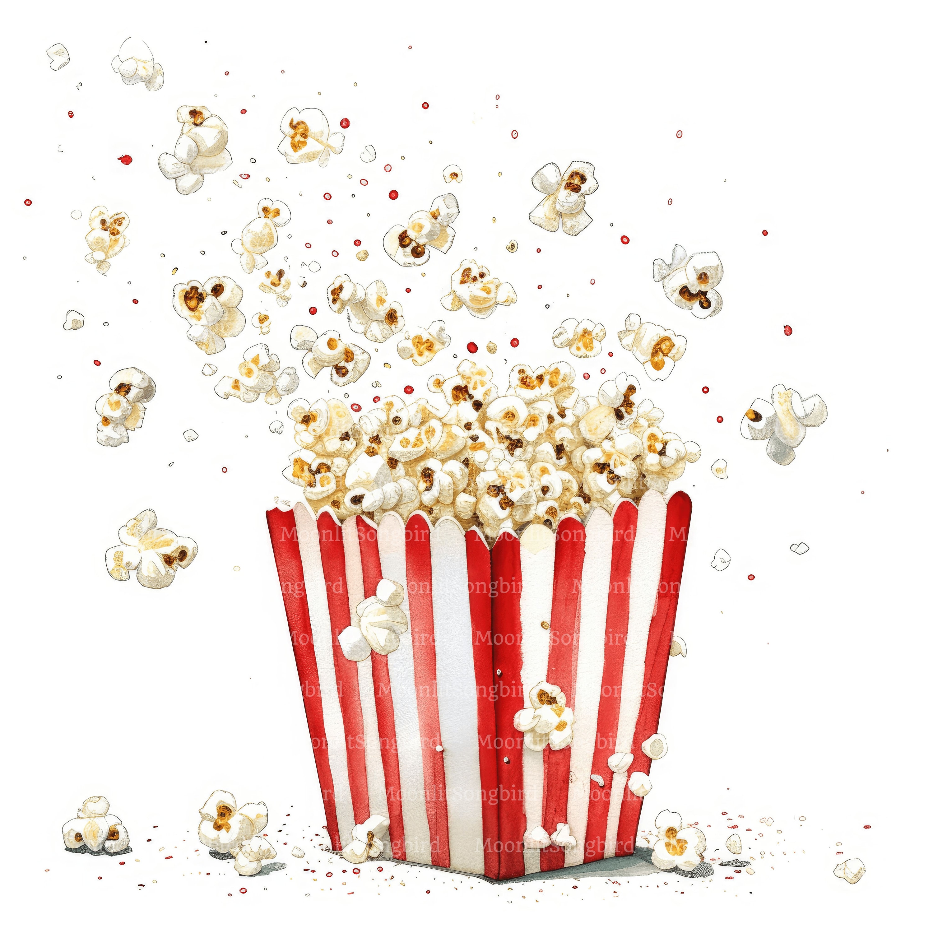 12 Popcorn Clipart, Digital Download, Printable Watercolor Clipart ...