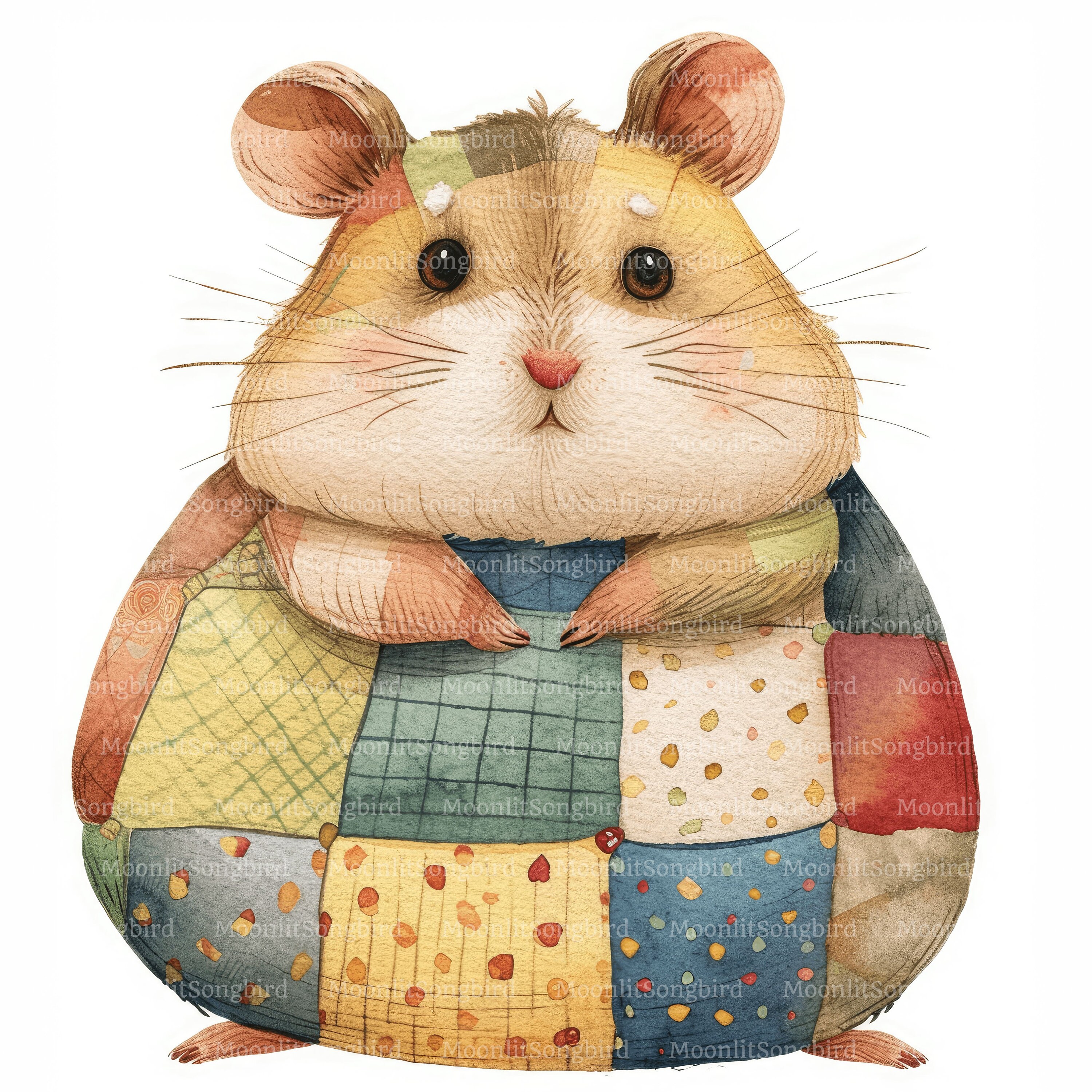 12 Patchwork Hamster Clipart, Digital Download, Printable Watercolor ...