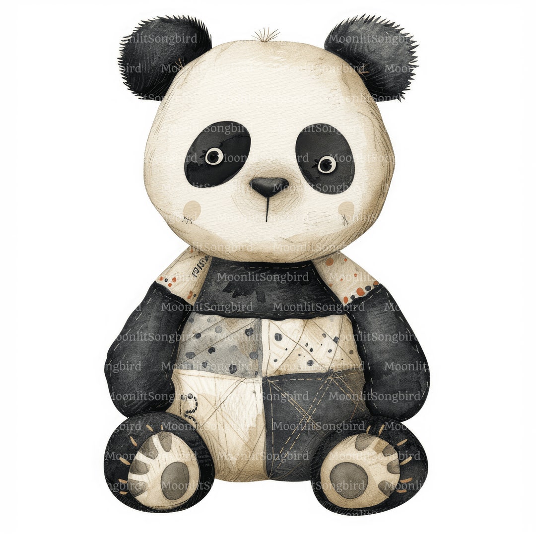 9 Patchwork Panda Clipart (images Only!) Digital Download, Printable Watercolor Clipart, Paper ...