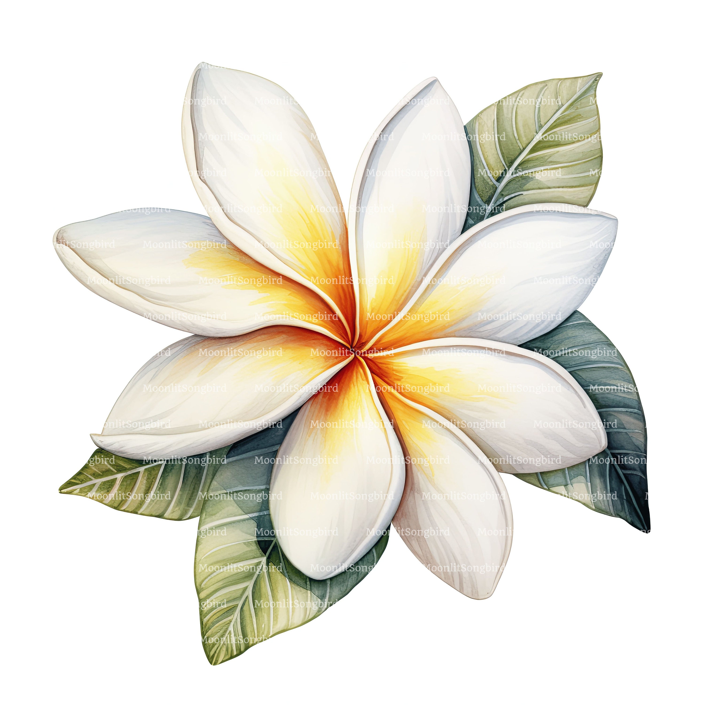 12 Frangipani Flowers Clipart, Digital Download, Printable Watercolor ...