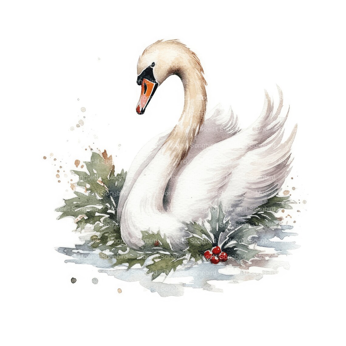 12 Christmas Swan Clipart Digital Download Printable - Etsy