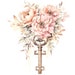 15 Vintage Key With Flowers Clipart, Digital Download, Printable ...