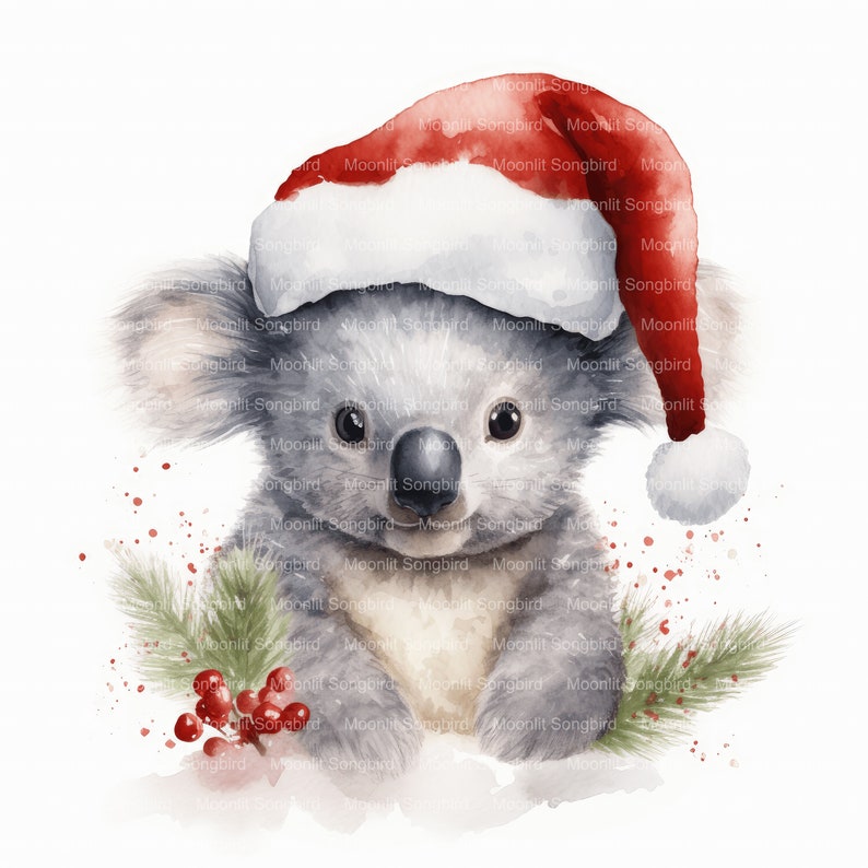 10 Christmas Koala Clipart, Digital Download, Printable Watercolor ...