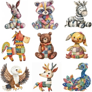 50 Patchwork Animals Clipart, Digital Download, Printable Watercolor ...