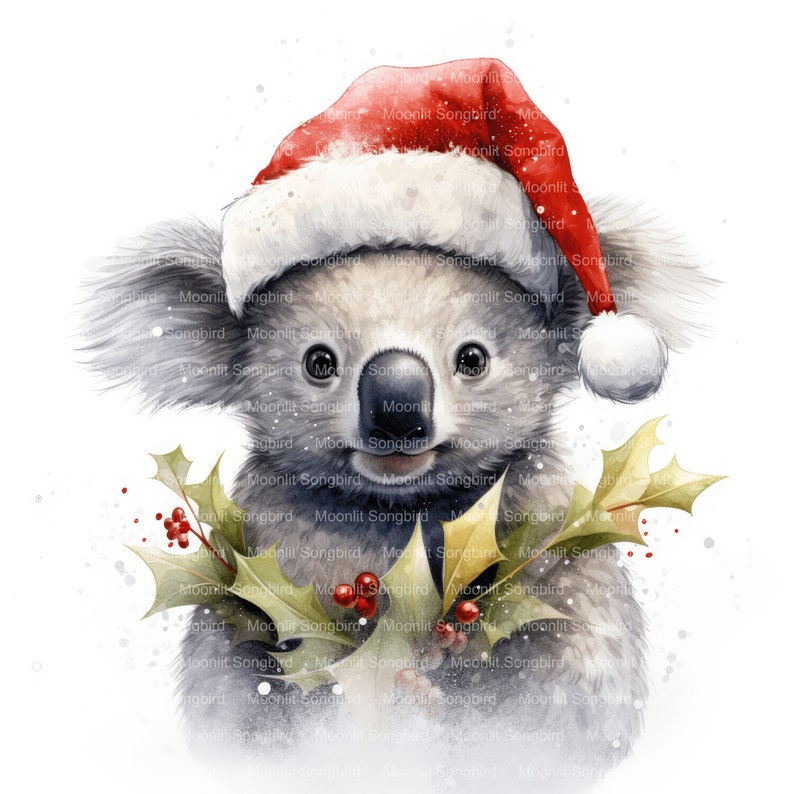 10 Christmas Koala Clipart, Digital Download, Printable Watercolor ...