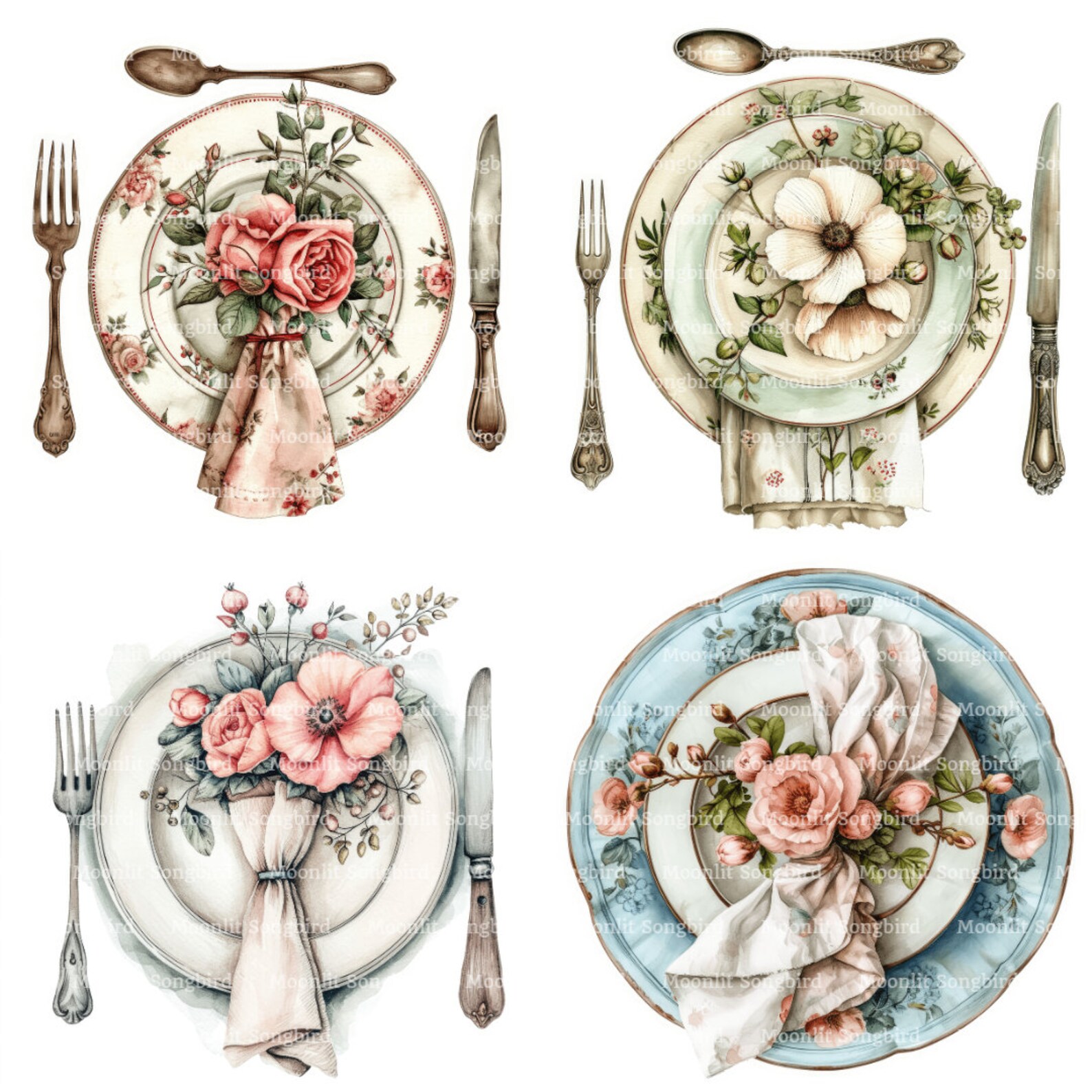 15 Wedding Table Settings Clipart, Digital Download, Printable ...
