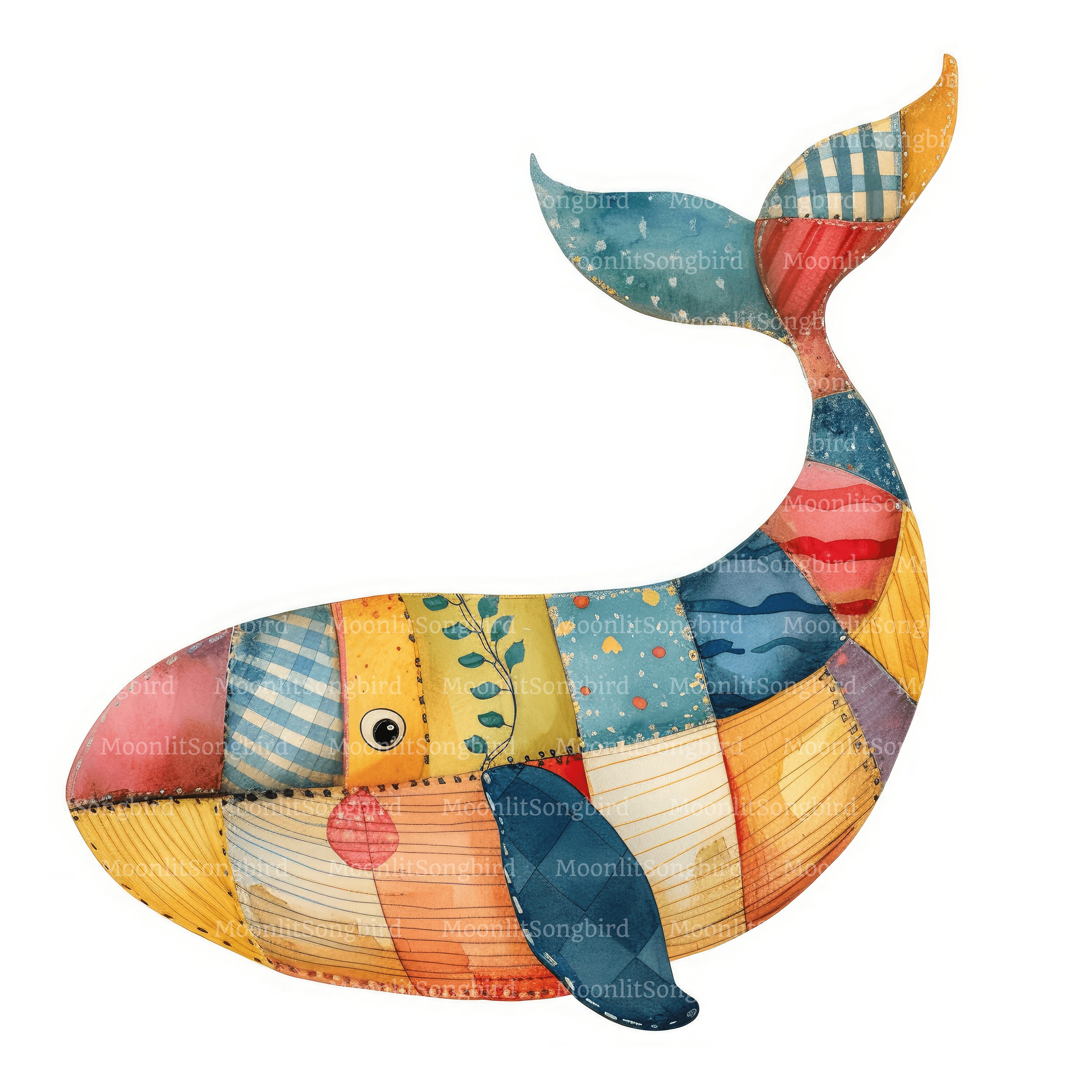 12 Patchwork Whale Clipart (images Only!) Digital Download, Printable ...