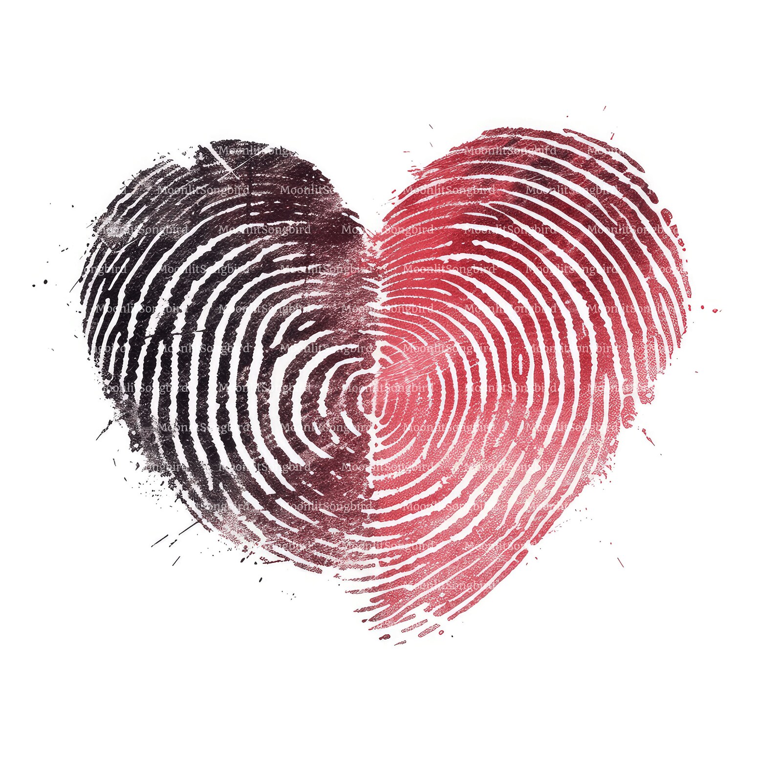 10 Fingerprint Hearts Clipart, Digital Download, Printable Watercolor ...