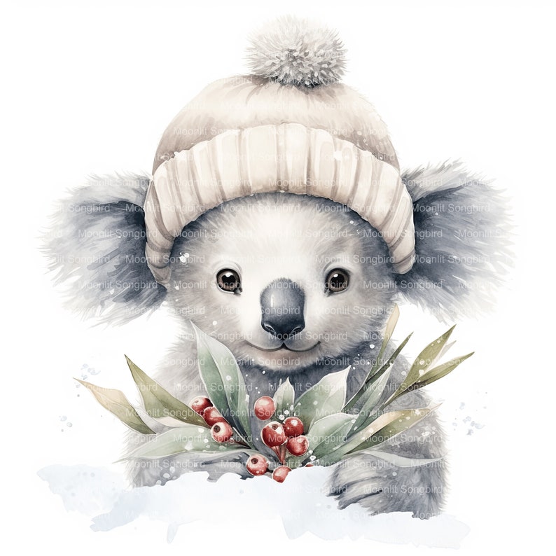 10 Christmas Koala Clipart, Digital Download, Printable Watercolor ...