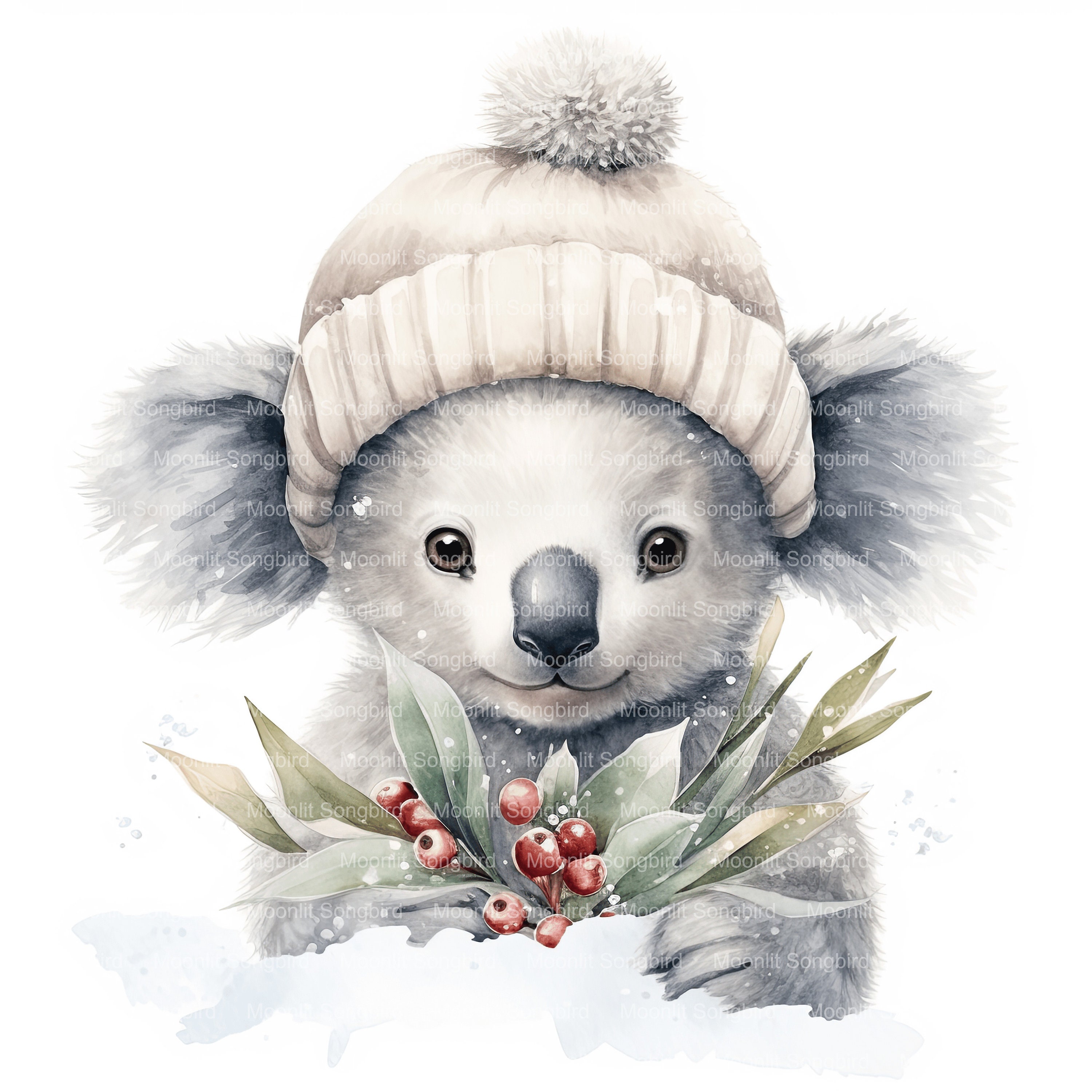 10 Christmas Koala Clipart, Digital Download, Printable Watercolor ...