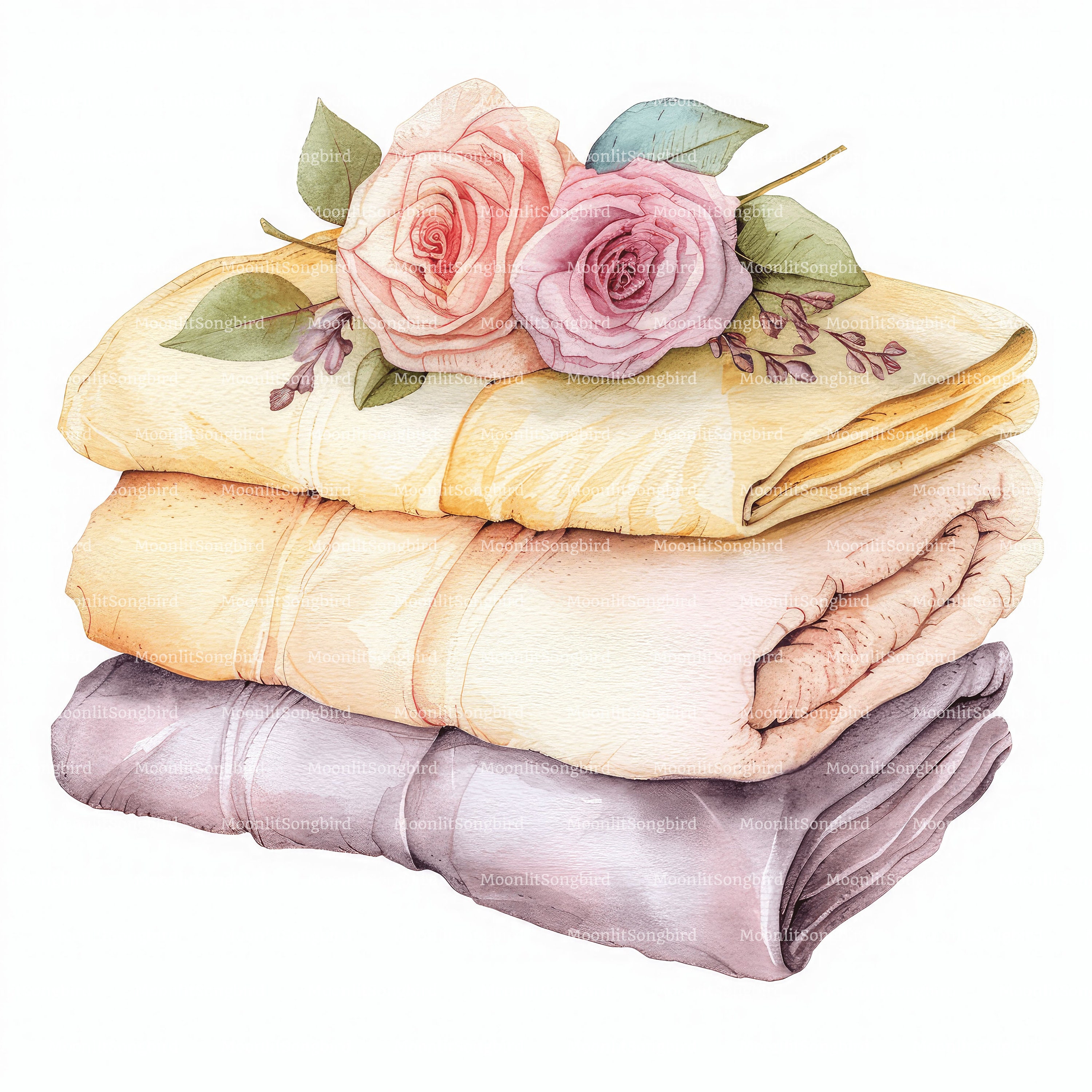 12 Bath Towels and Flowers Clipart, Digital Download, Printable ...