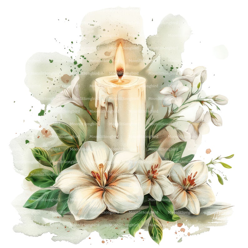 8 Memorial Candle Clipart, Digital Download, Printable Watercolor ...