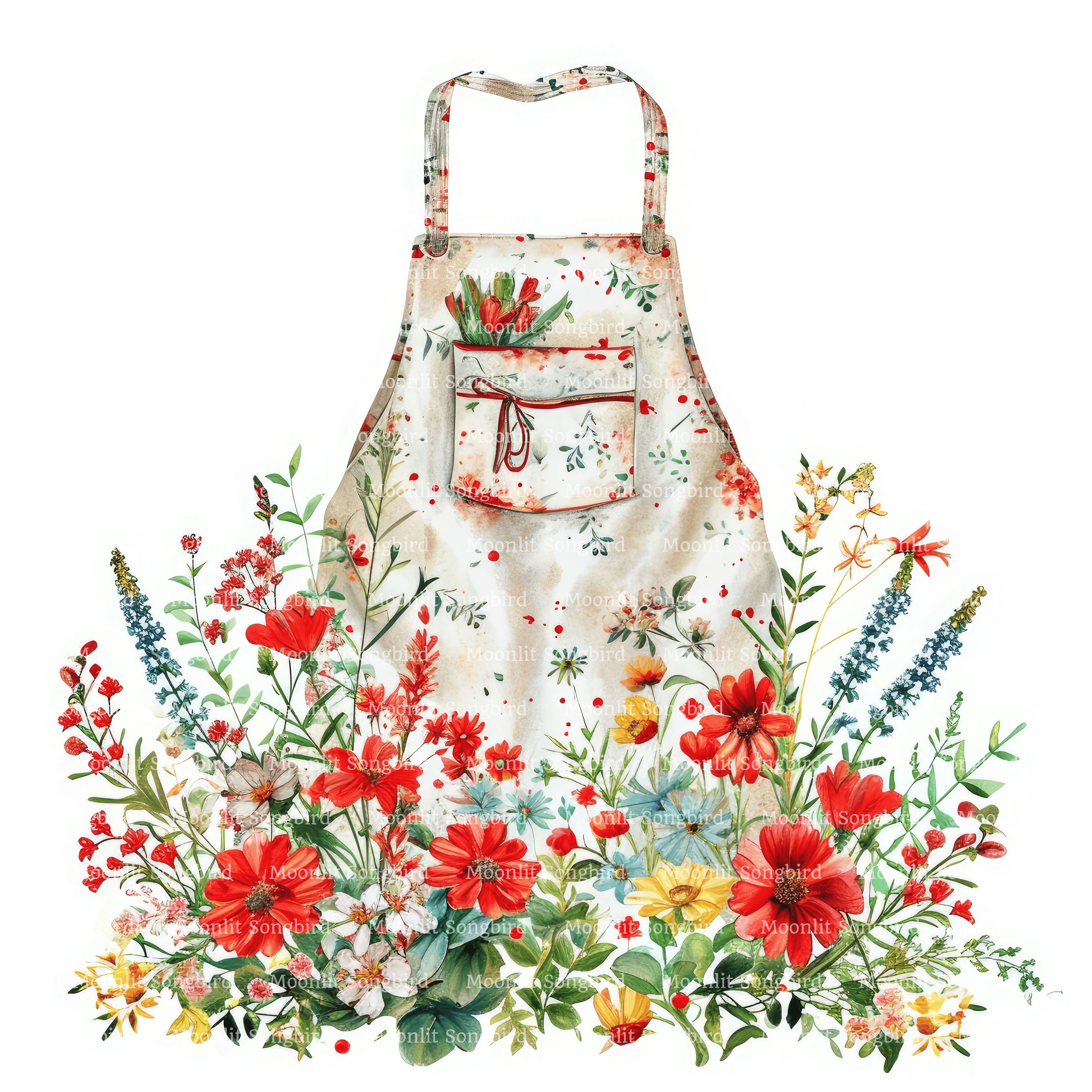 10 Floral Aprons Clipart, Digital Download, Printable Watercolor ...