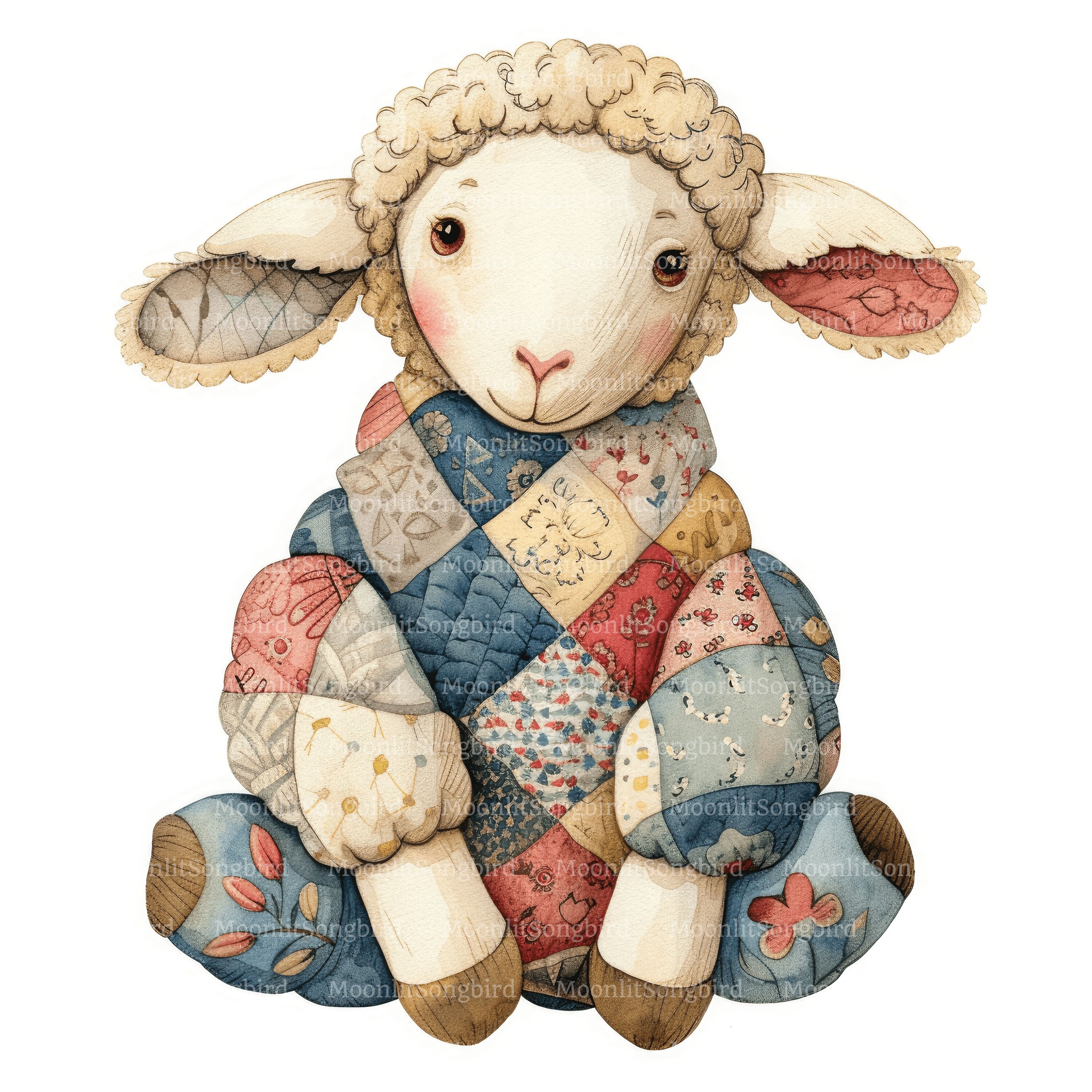 12 Patchwork Sheep Clipart, Digital Download, Printable Watercolor ...