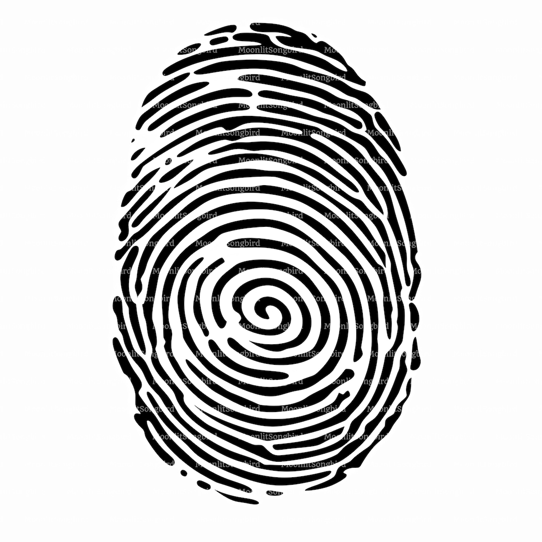 10 Fingerprint Black and White Clipart, Digital Download, Printable ...