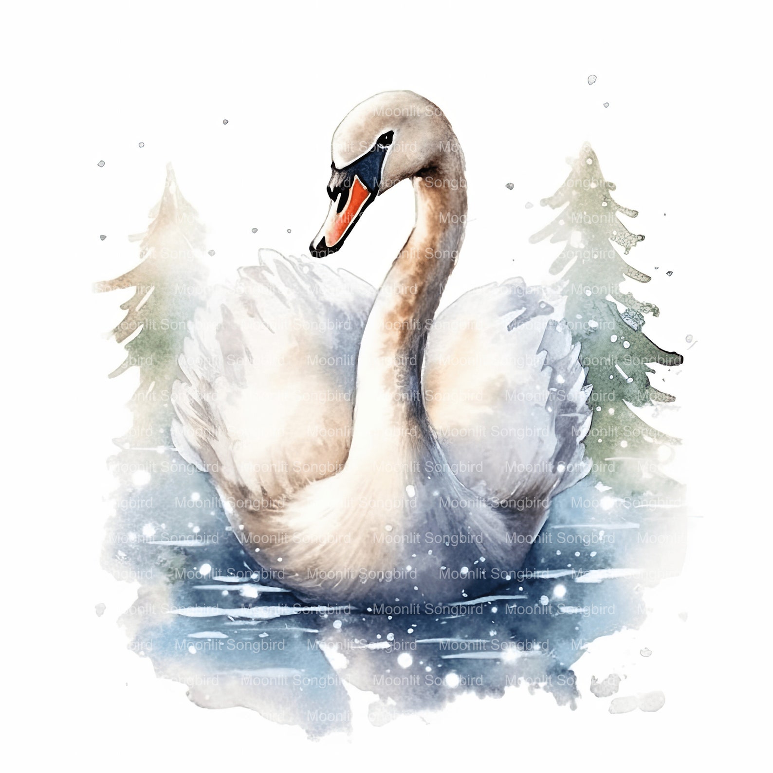 12 Christmas Swan Clipart Digital Download Printable - Etsy