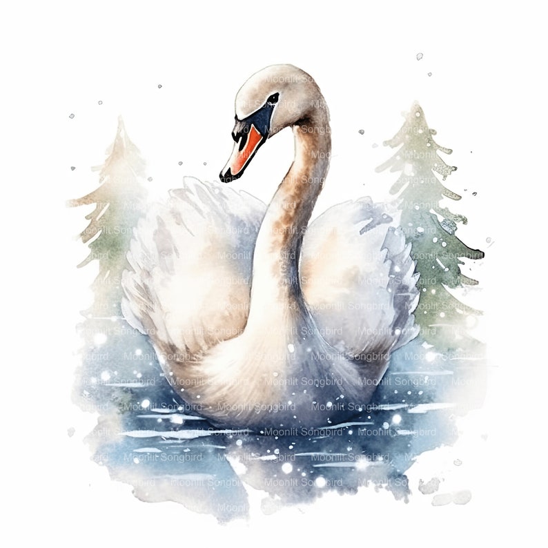 12 Christmas Swan Clipart Digital Download Printable - Etsy
