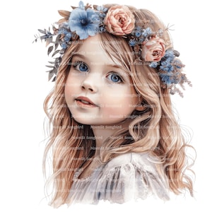 14 Girl With Flower Crown Clipart, Digital Download, Printable ...