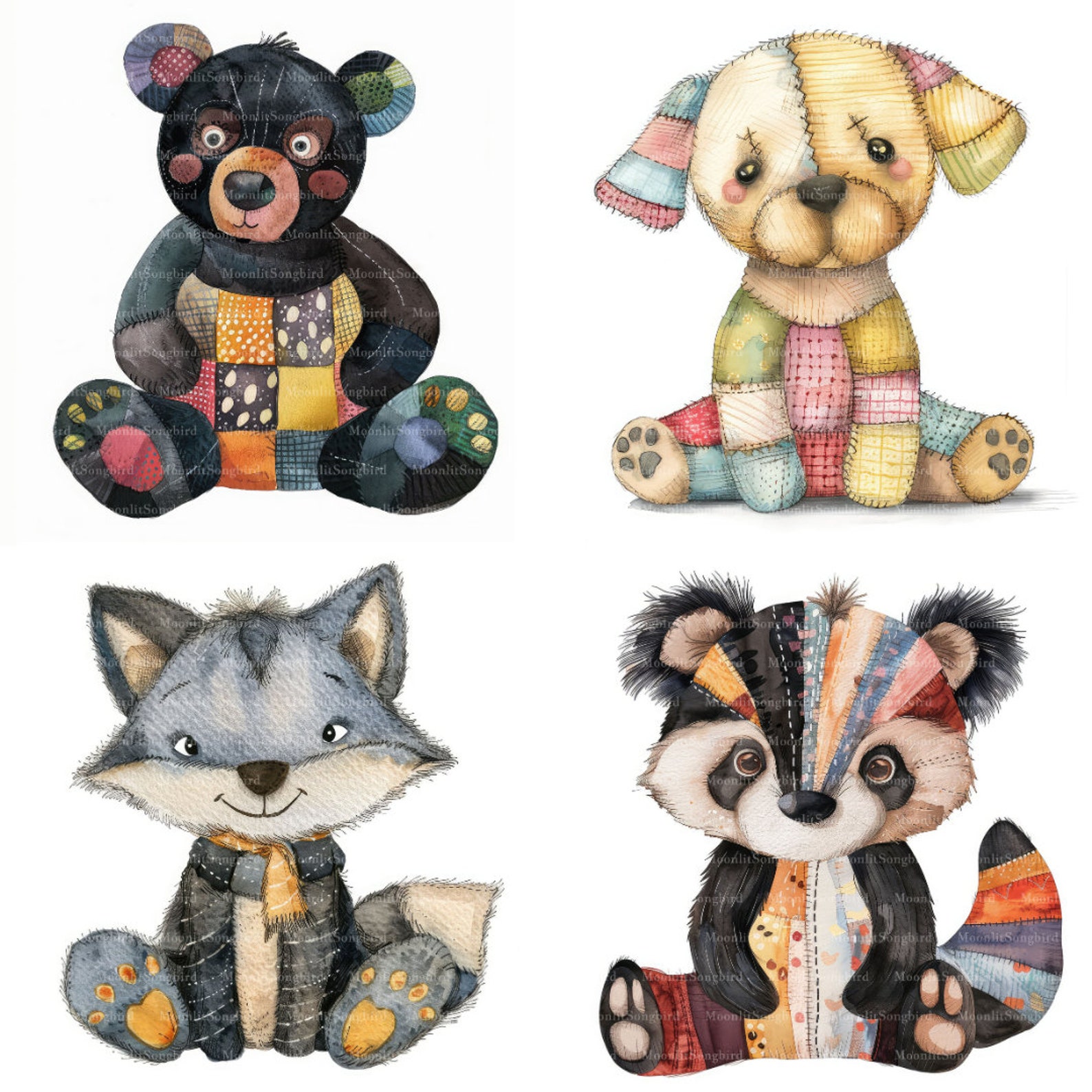 50 Patchwork Animals Clipart (images Only!) Digital Download, Printable ...