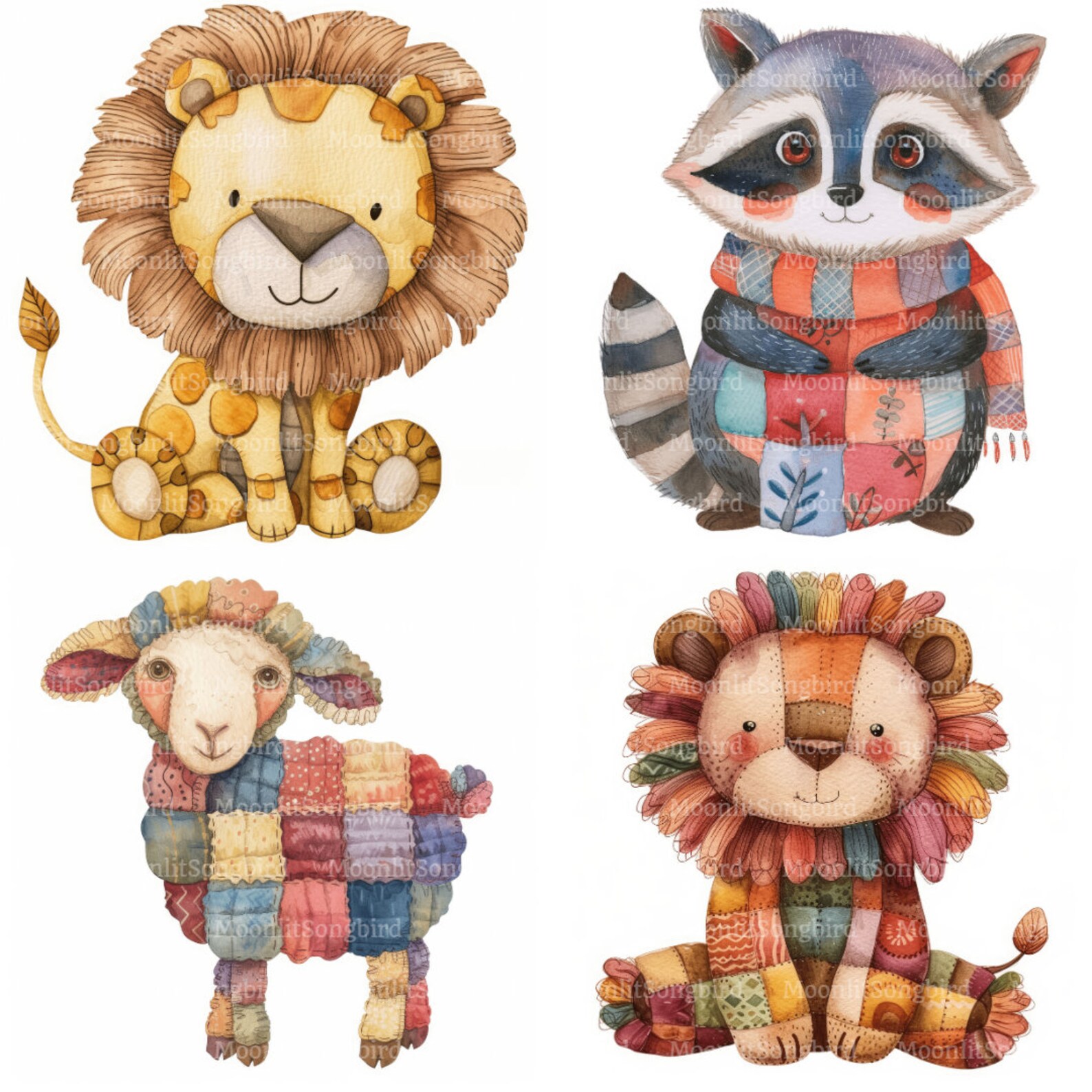 25 Patchwork Animals Clipart (images Only!) Digital Download, Printable ...