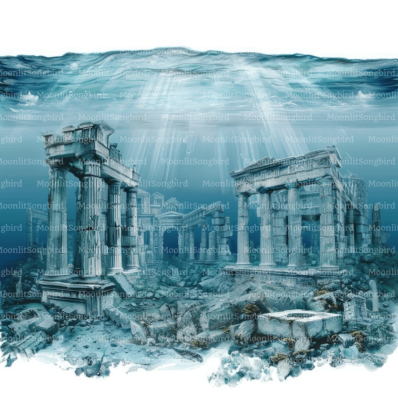 11 Atlantis Underwater City Clipart, Digital Download, Printable ...
