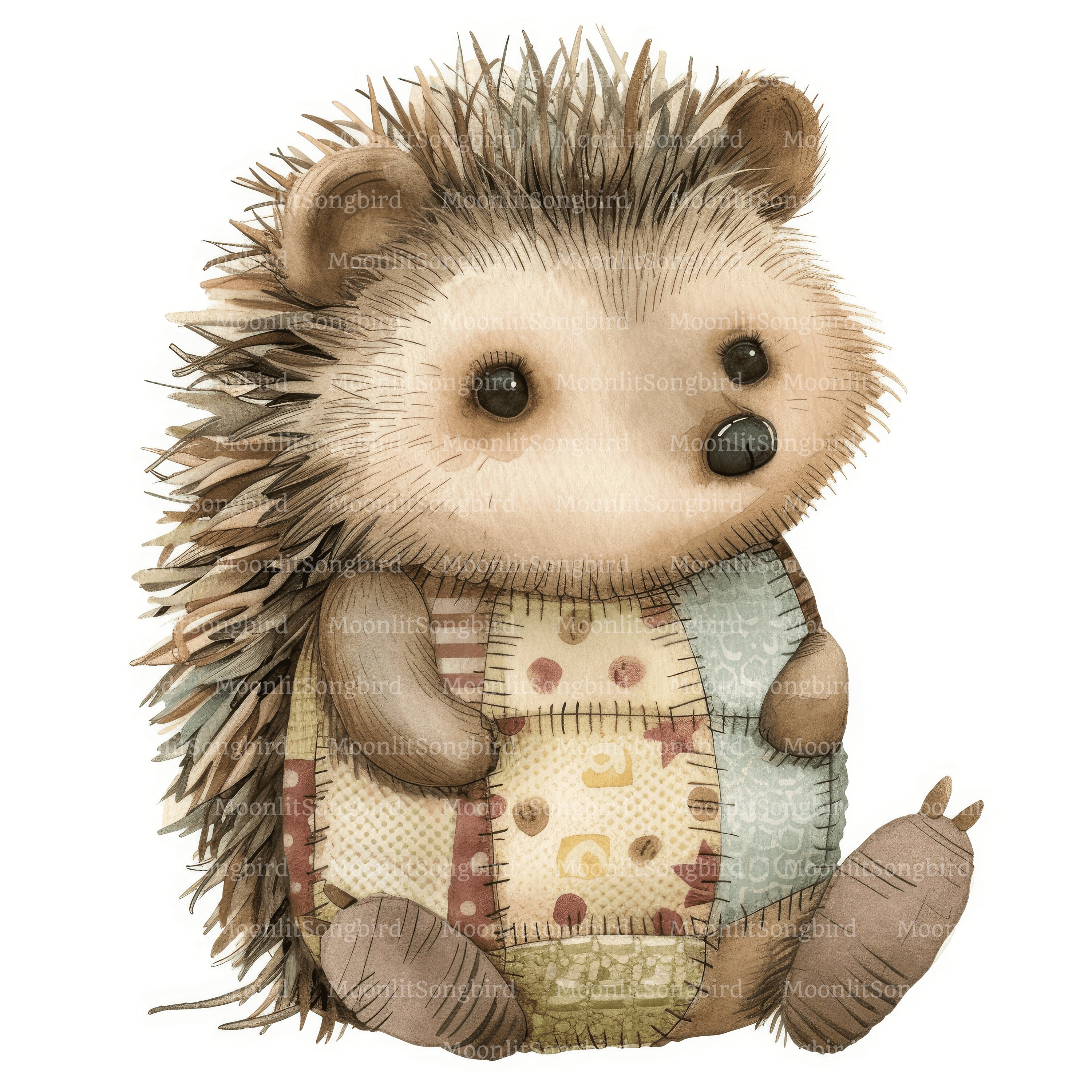 9 Patchwork Hedgehog Clipart, Digital Download, Printable Watercolor Clipart, Paper Crafts ...