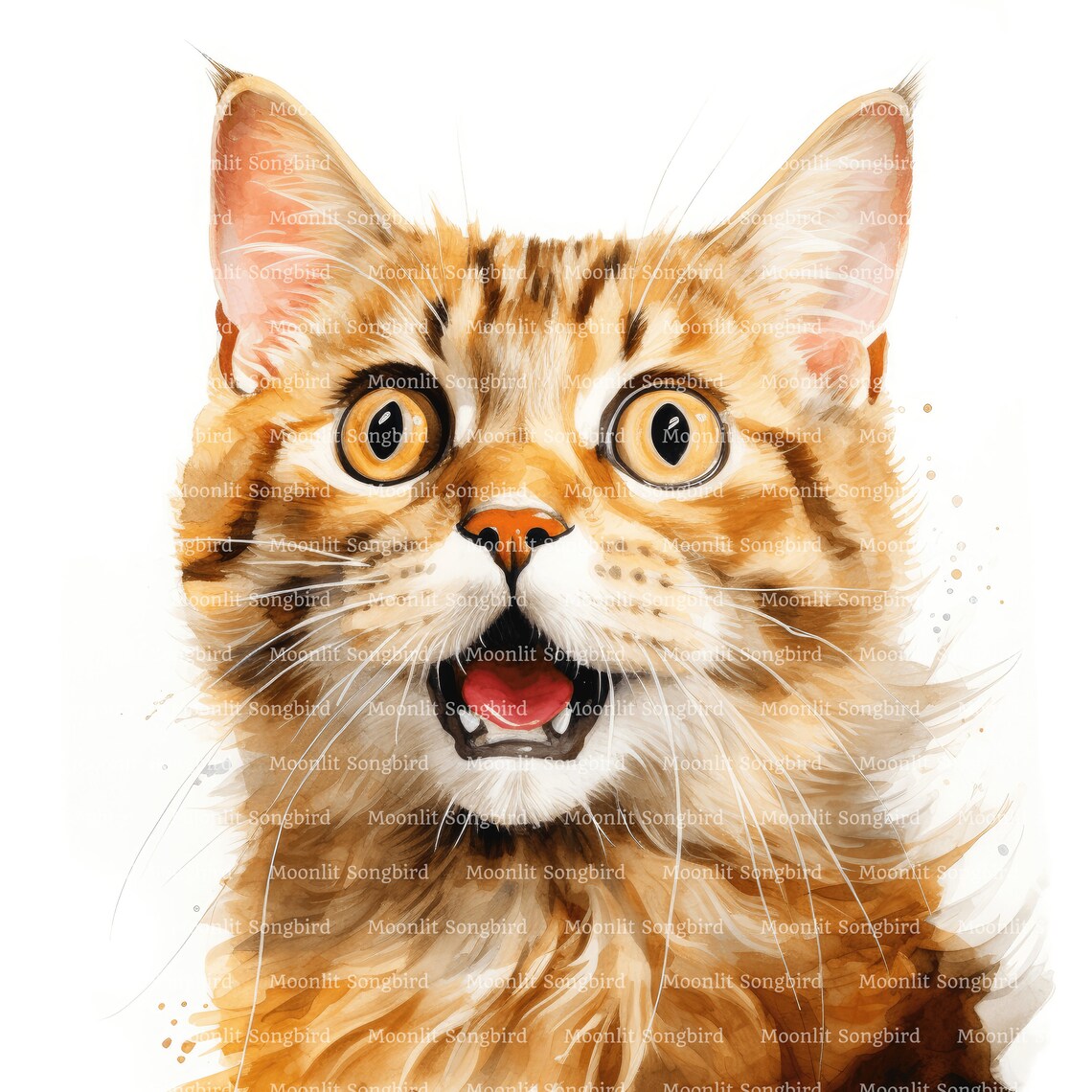 15 Surprised Cats Clipart, Digital Download, Printable Watercolor ...