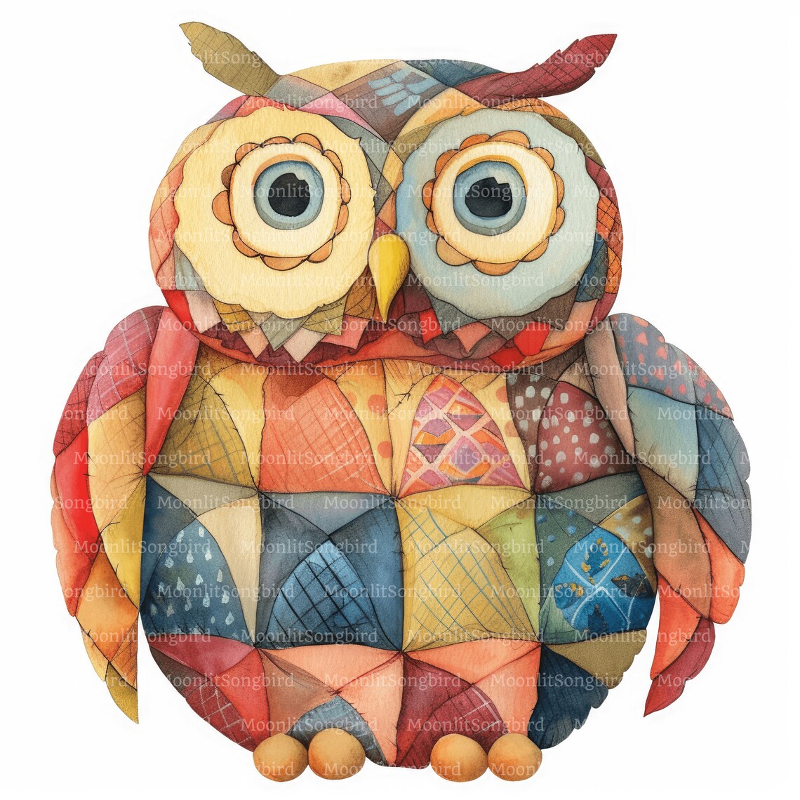 16 Patchwork Owl Clipart, Digital Download, Printable Watercolor ...