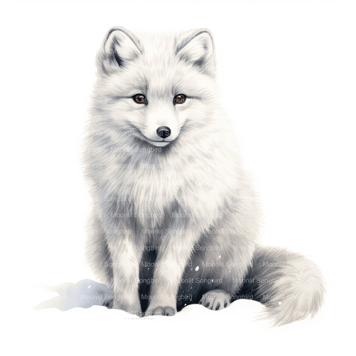 12 Polar Fox in Snow Clipart, Digital Download, Printable Watercolor ...